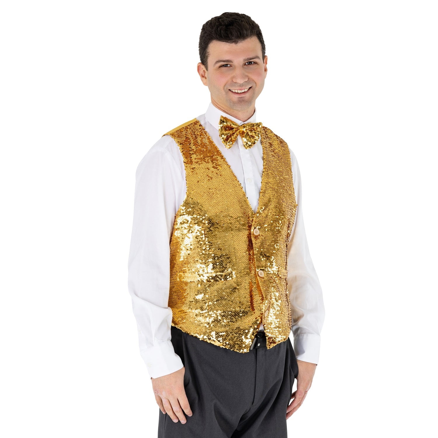 Dress-Up-America Sequin Vest with Bowtie - Sparkly Vest for Men ...