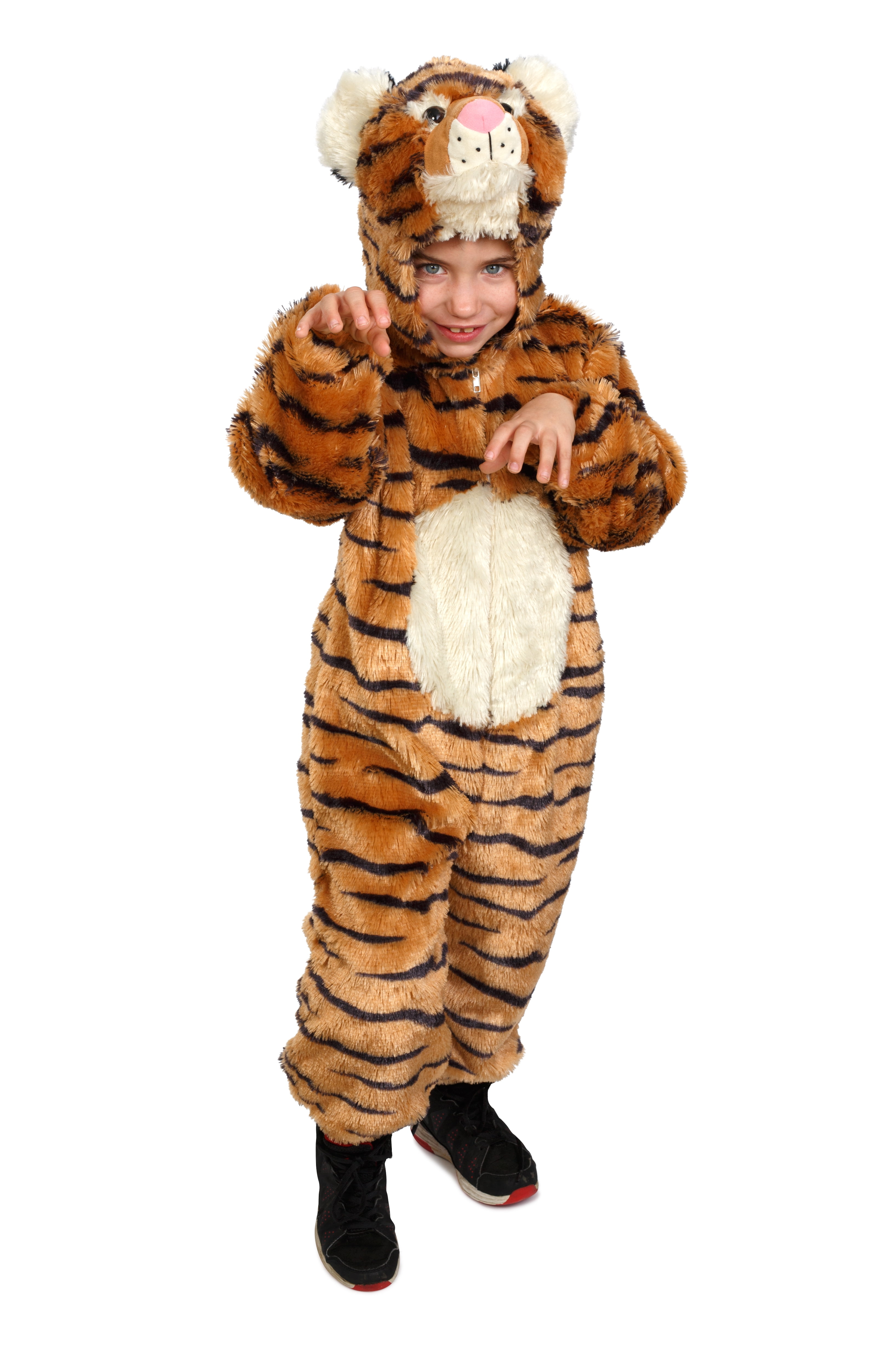 Dress Up America Tiger Costume for Kids, Plush Animal Jumpsuit, Stripes ...