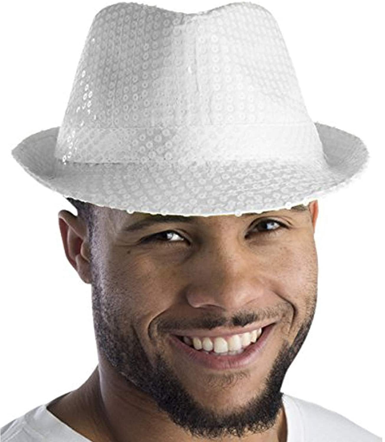 Dress Up America Unisex-Adult's White Sequined Fedora - Walmart.com
