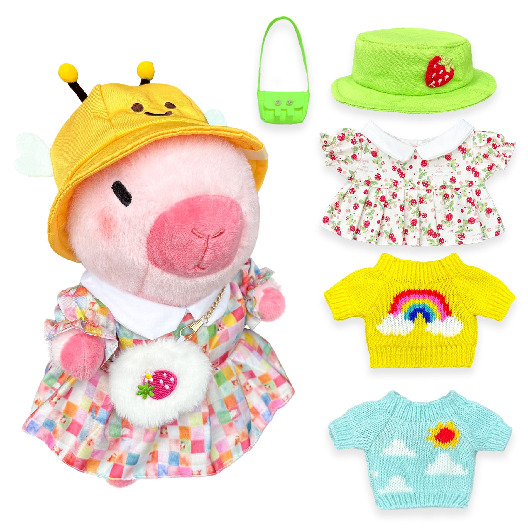 Dress-Up Capybara Plush Toy with Outfit & Accessories Set, Soft Stuffed ...