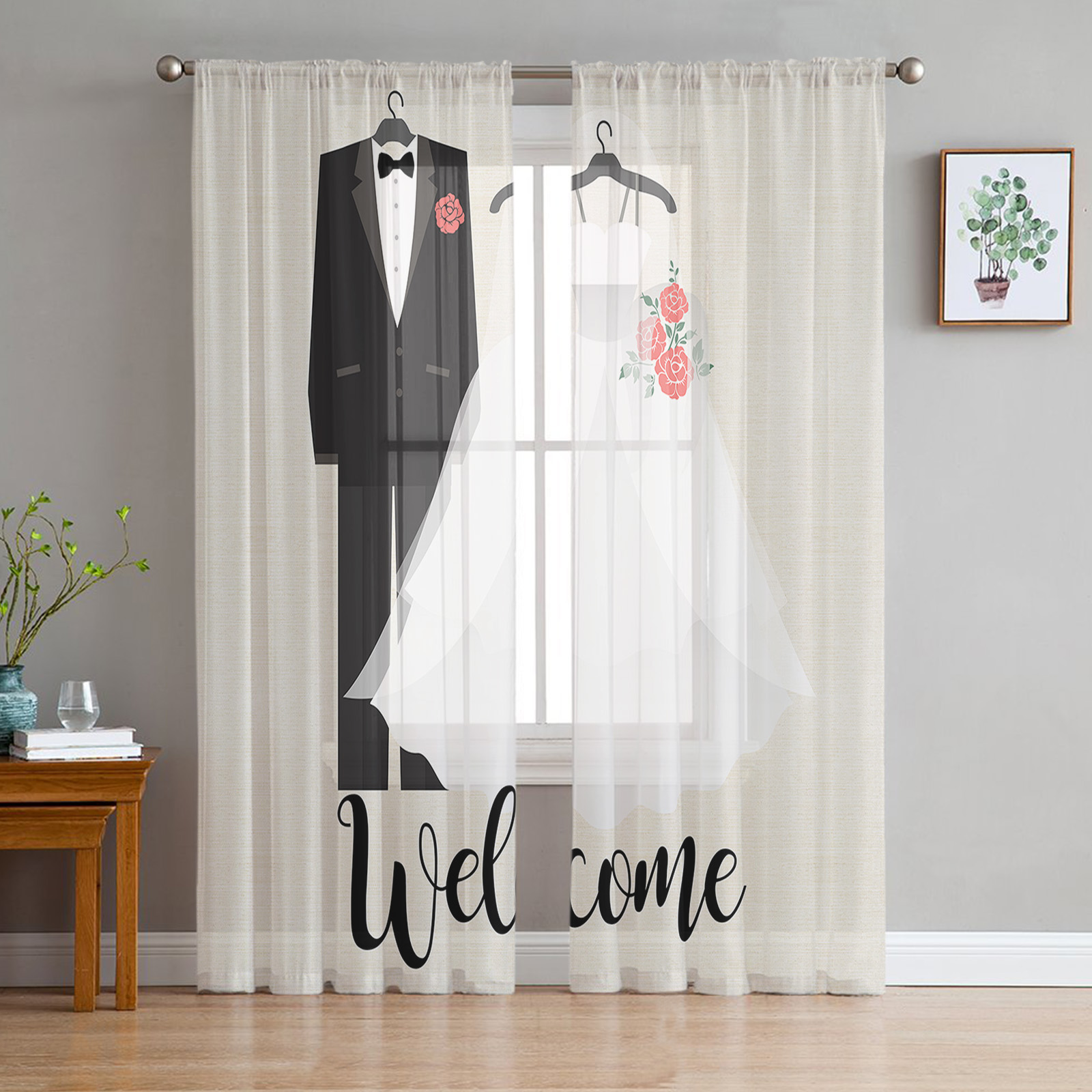 Dress Wedding Welcome Chiffon Sheer Curtains For Living Room Bedroom ...