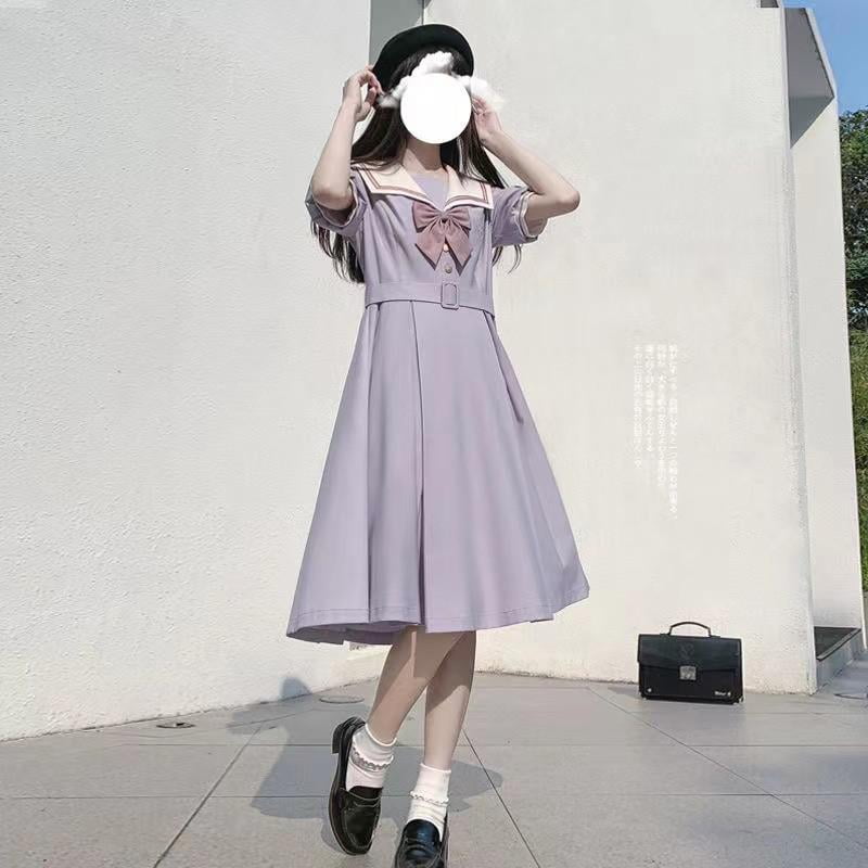 Dress Women Jk Girls Japanese Preppy Style Lolita Sailor Suit Dresses Y2k Gothic Kawaii Vintage ...