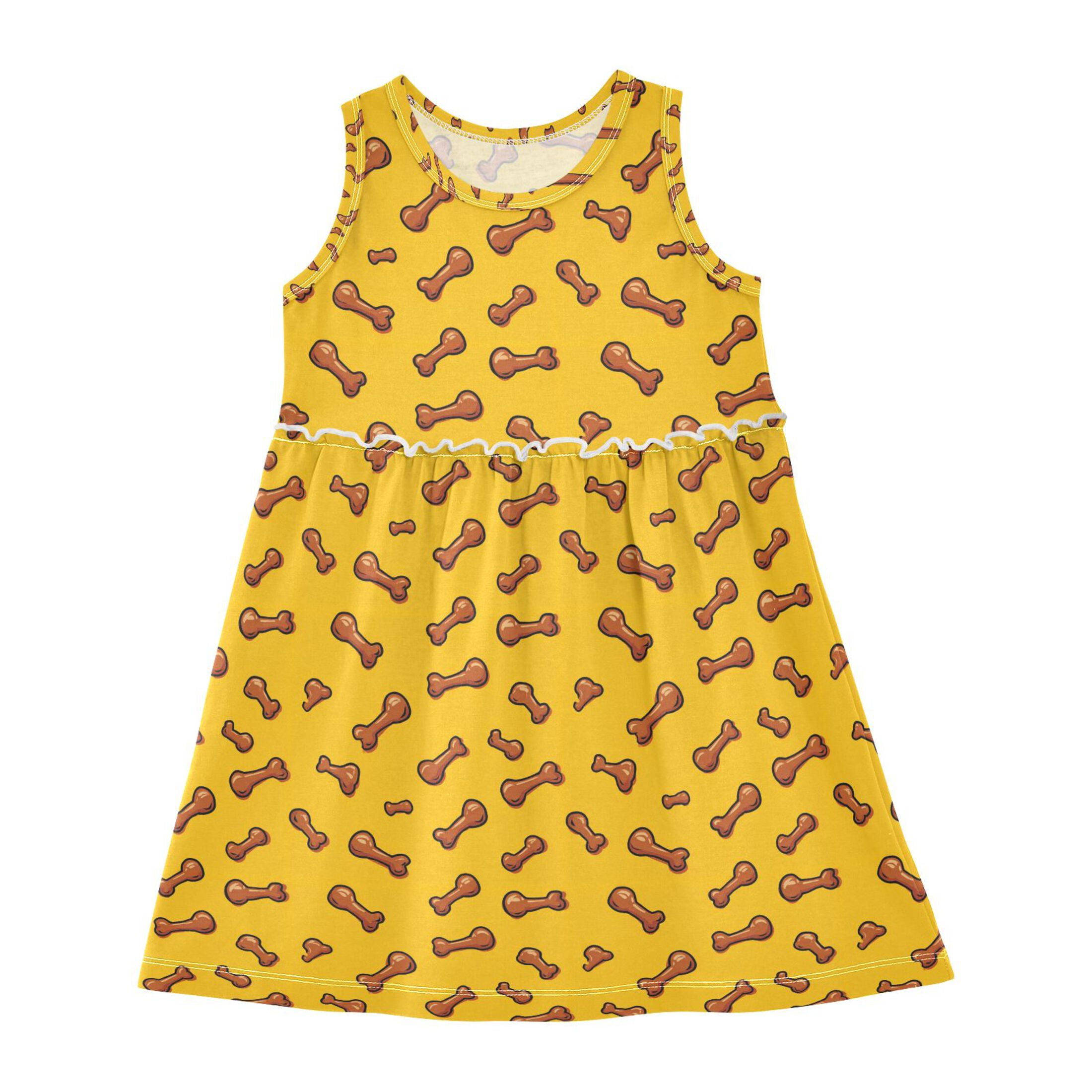 Dress Yellow Bones Sleeveless Dress for Hem A-Line Casual Sundress ...