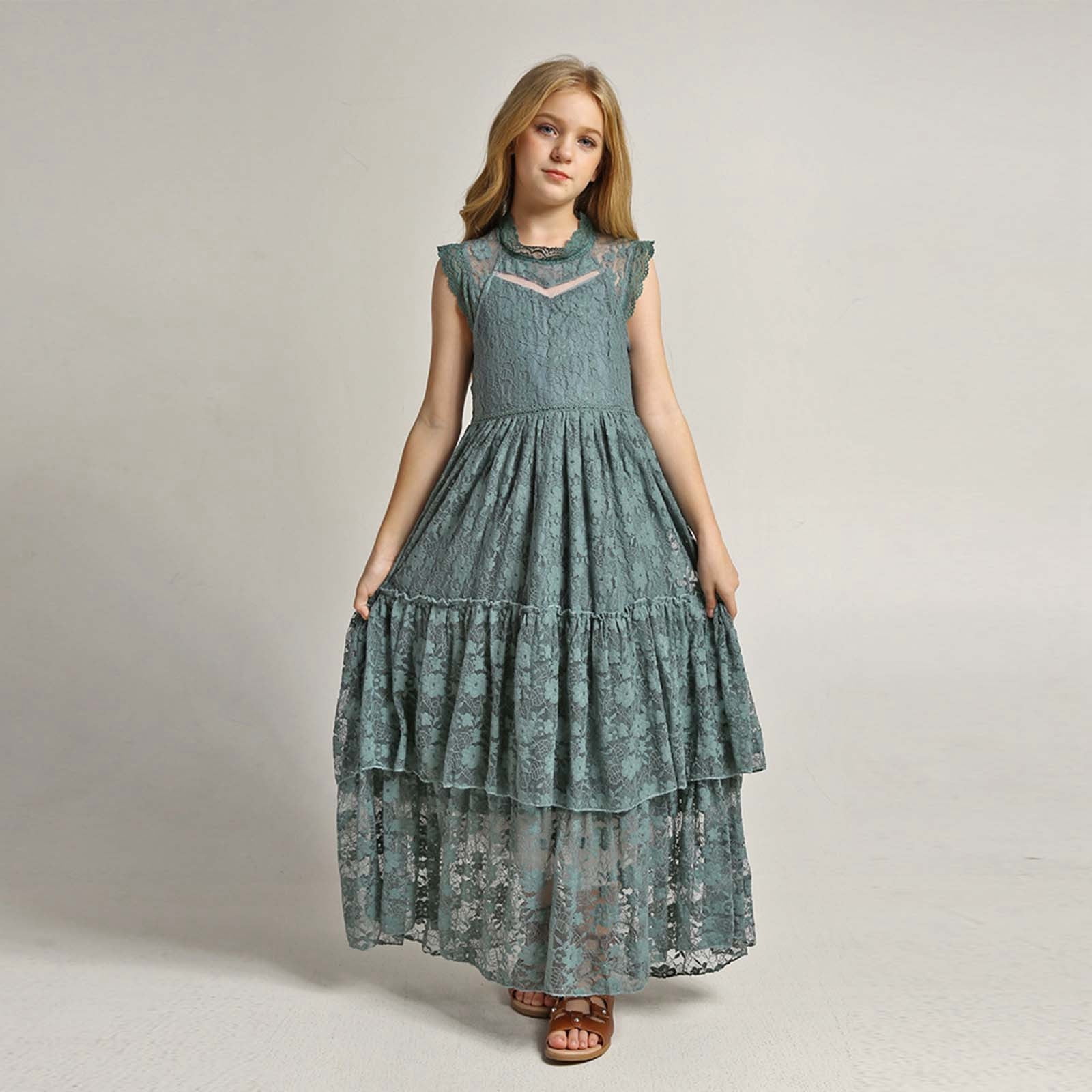 Dress for Girls Floral Birthday Dress Kids Girls Dress Up Clothes 5-6 ...