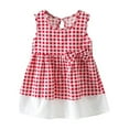 Dress for Girls Kid Sleeveless Plaid Bowknot Patchwork Outfits Clothes ...