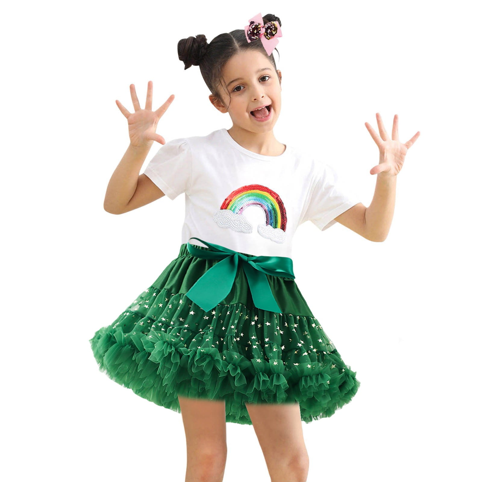 Dress for Girls Kids Fashion Solid Color Bow Star Tutu Tutu Girls ...
