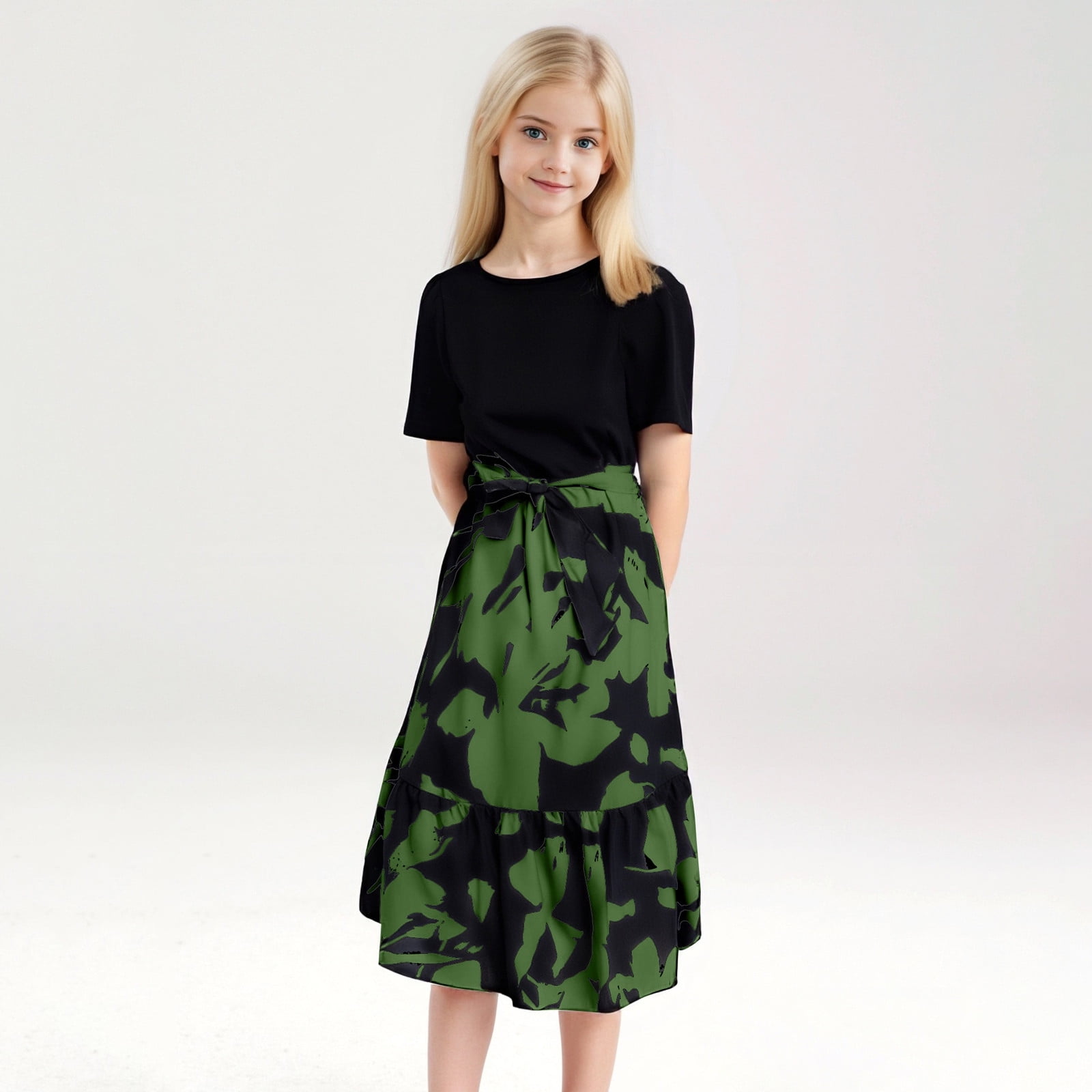 Dress for Girls Kids Teen Girls Summer Midi Dress Boho Short Sleeve ...