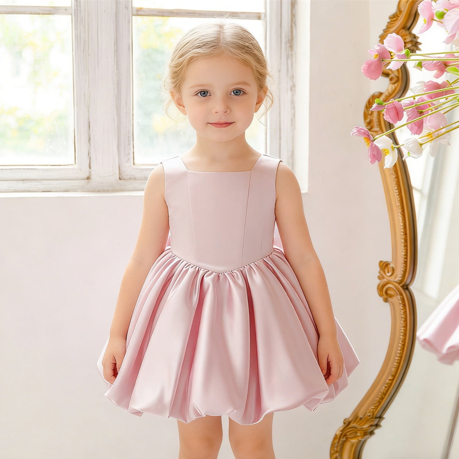 Dress for Girls Size 6-9M Youth Bow Tie Tutu Sleeveless Square Neck ...