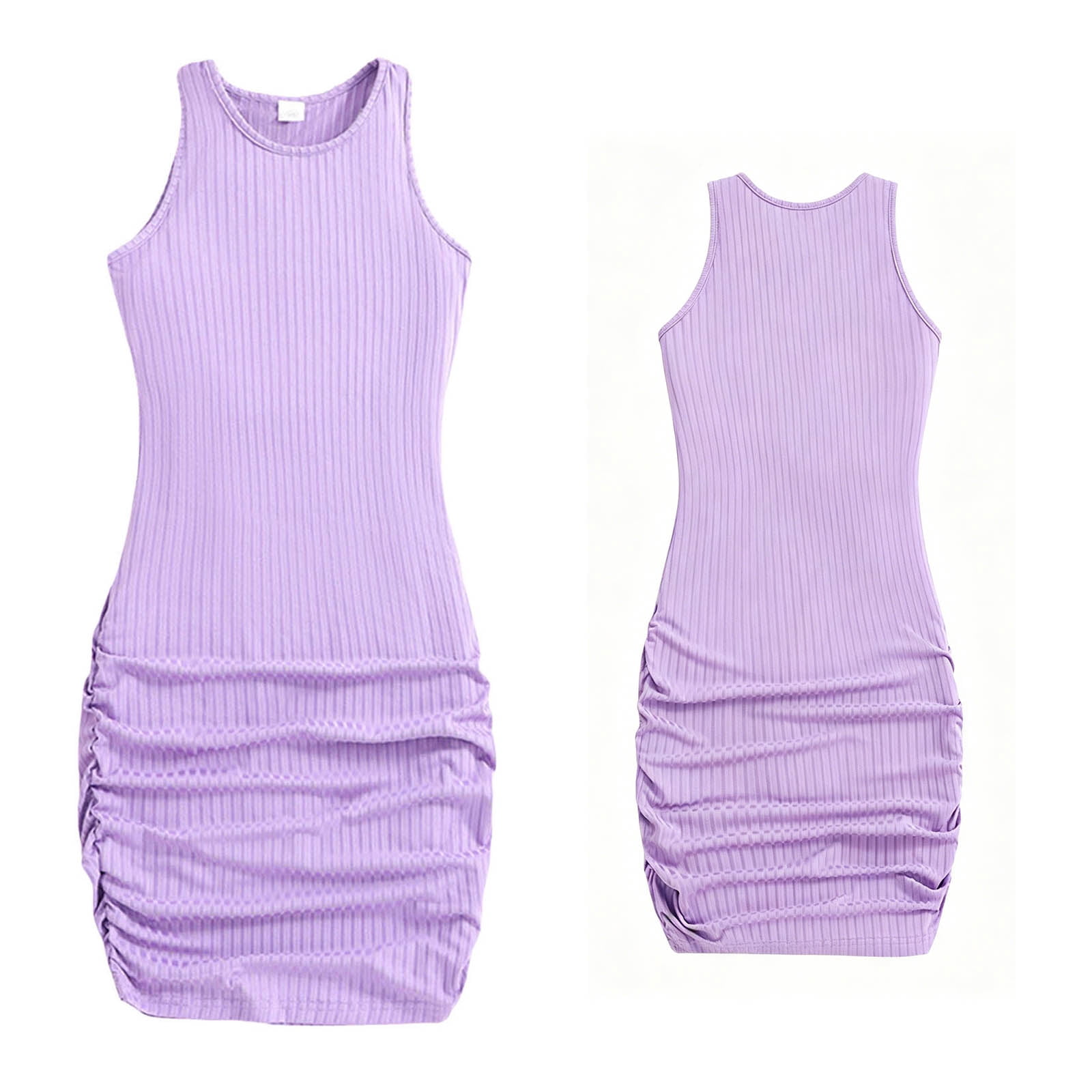 Dress for Girls Sleeveless Ruched Dresses Casual Swing Dress Graduation ...