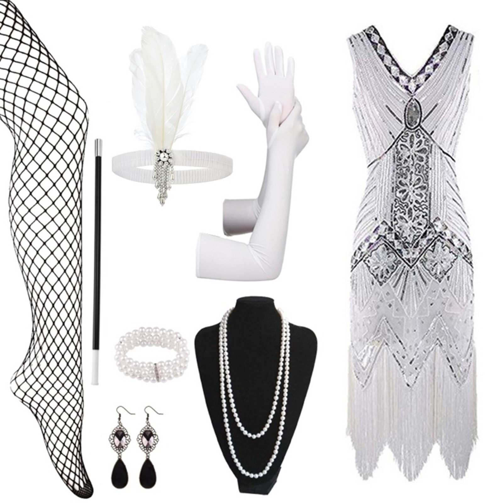 Dress for Girls Women's 1920s Flapper Dress Vintage Lace Fringed Dress ...