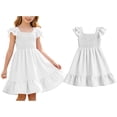 Dress for Tween Ruffle Sleeve Smocked Ruched Casual Girls Flowy Dress ...