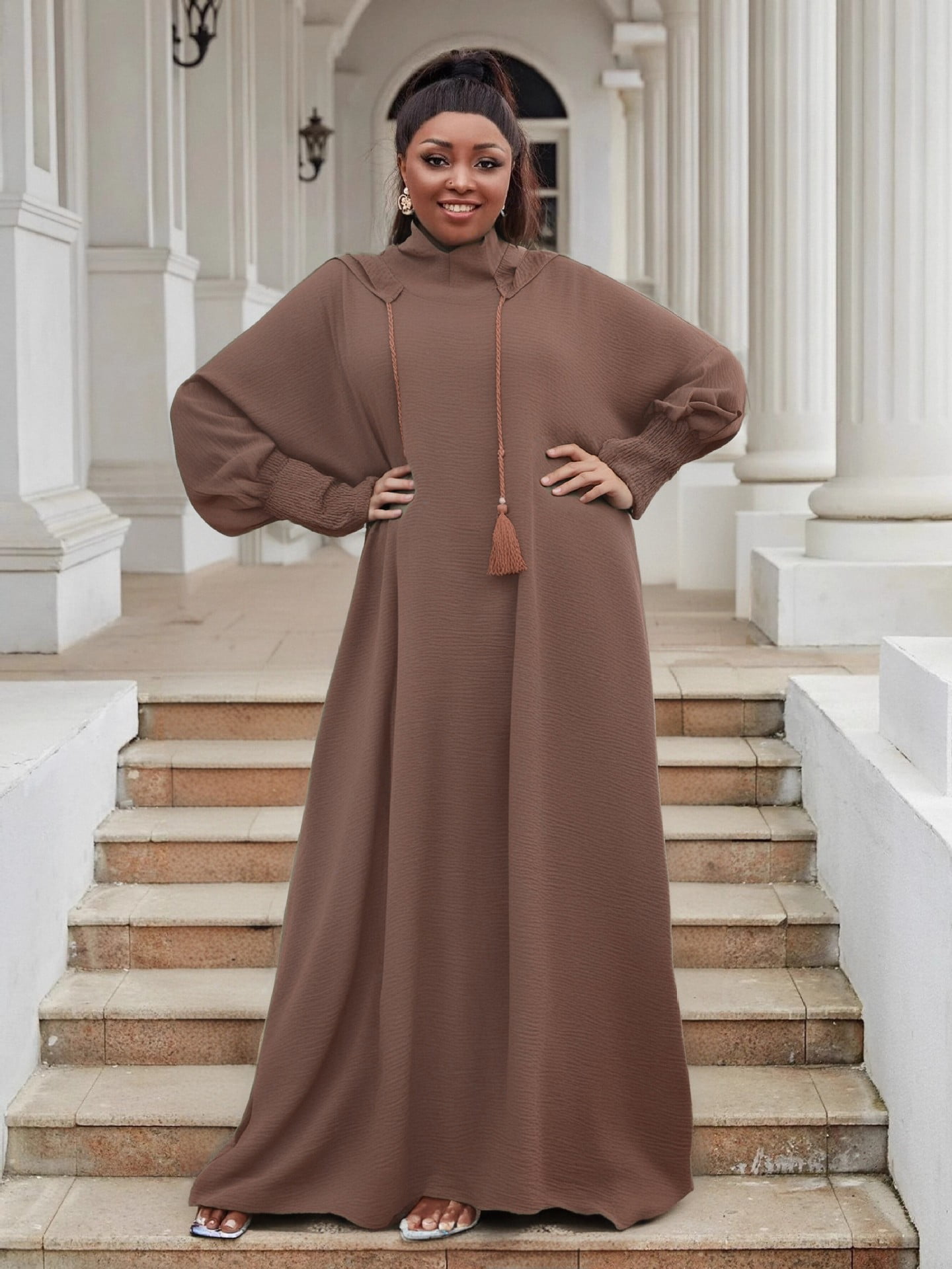 Dress for Women One Piece Muslim Caftan Dubai Kaftan Batwing Attire ...