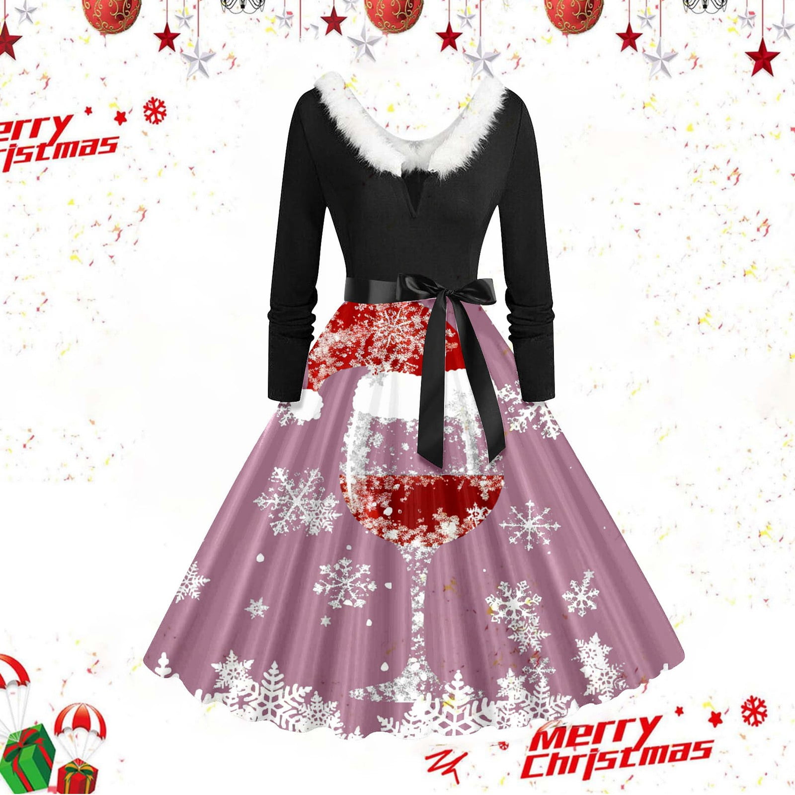 Dress for Women Santa Outfit Long Sleeves Semi Formal Dresses for Women ...
