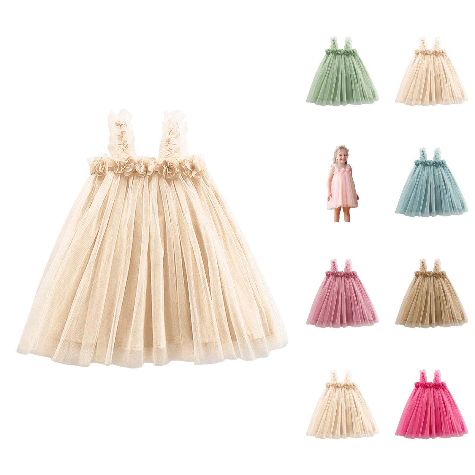 Dress for girl toddler girls sleeveless mesh flowers holiday dress ...