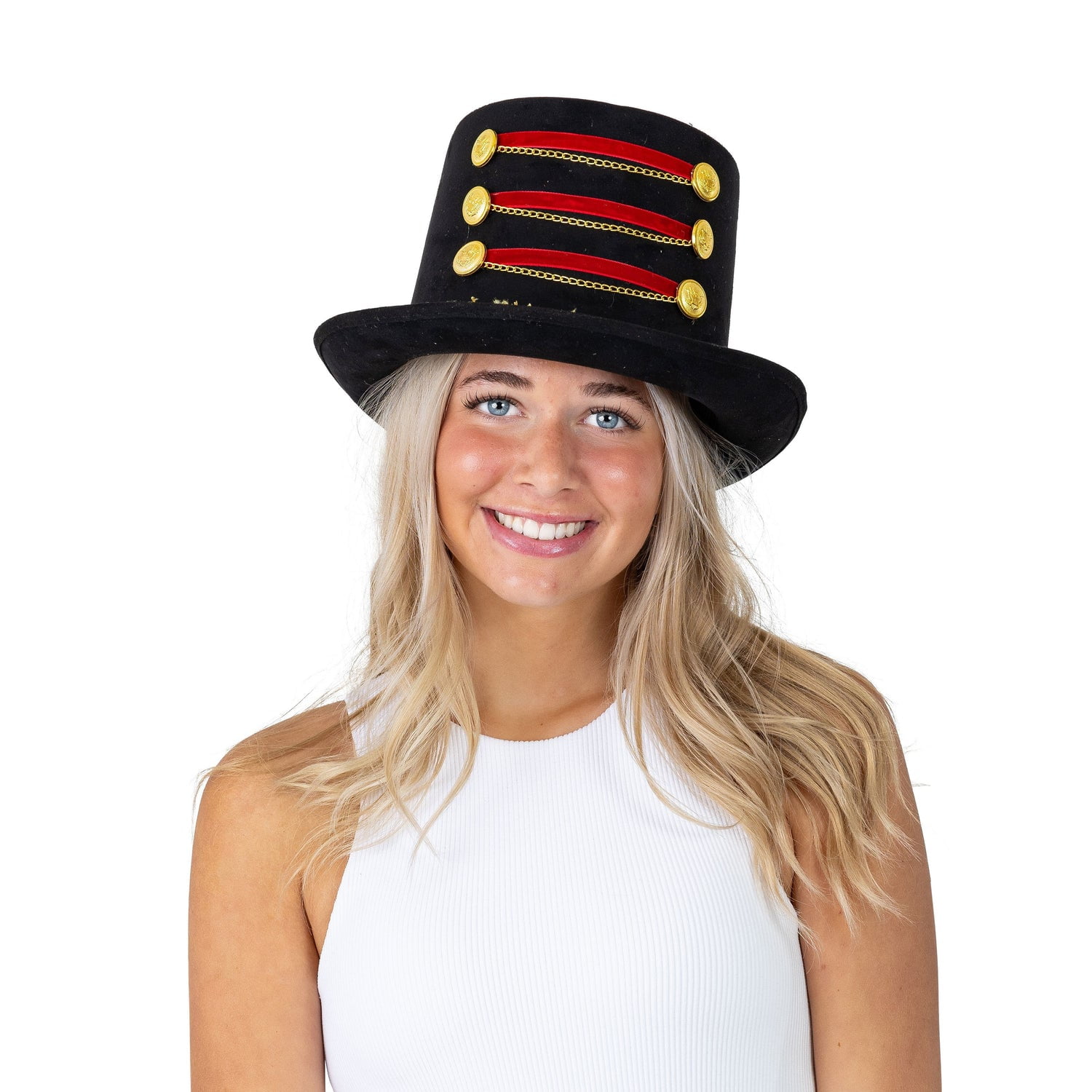 Dress Up America Ringmaster Hat, 58 cm, Black with Red Gold accents ...