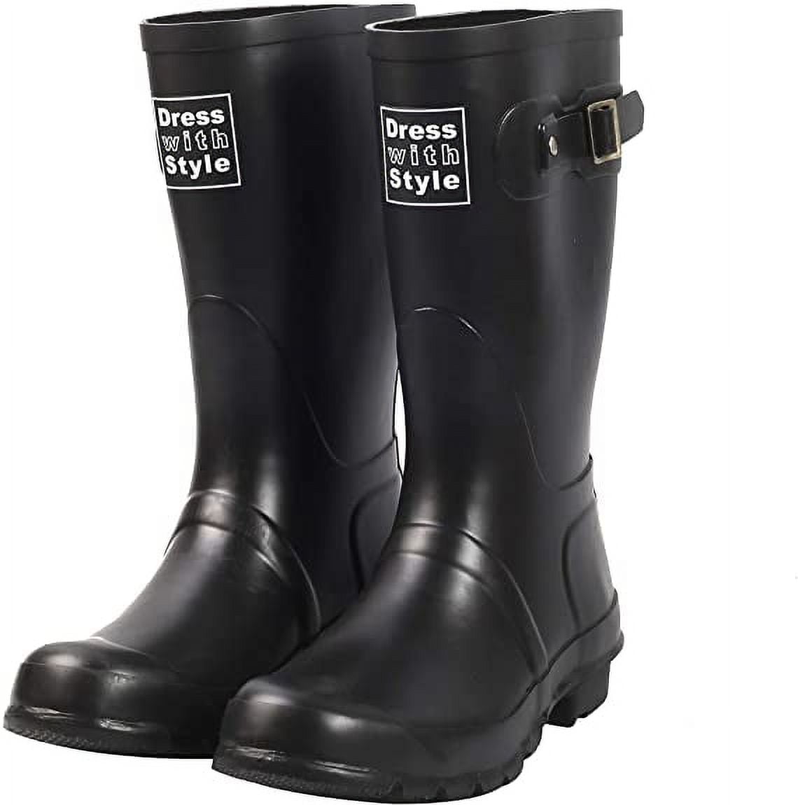 Dress with Style Women Short Rubber Rain Boots (6, Black) - Walmart.com