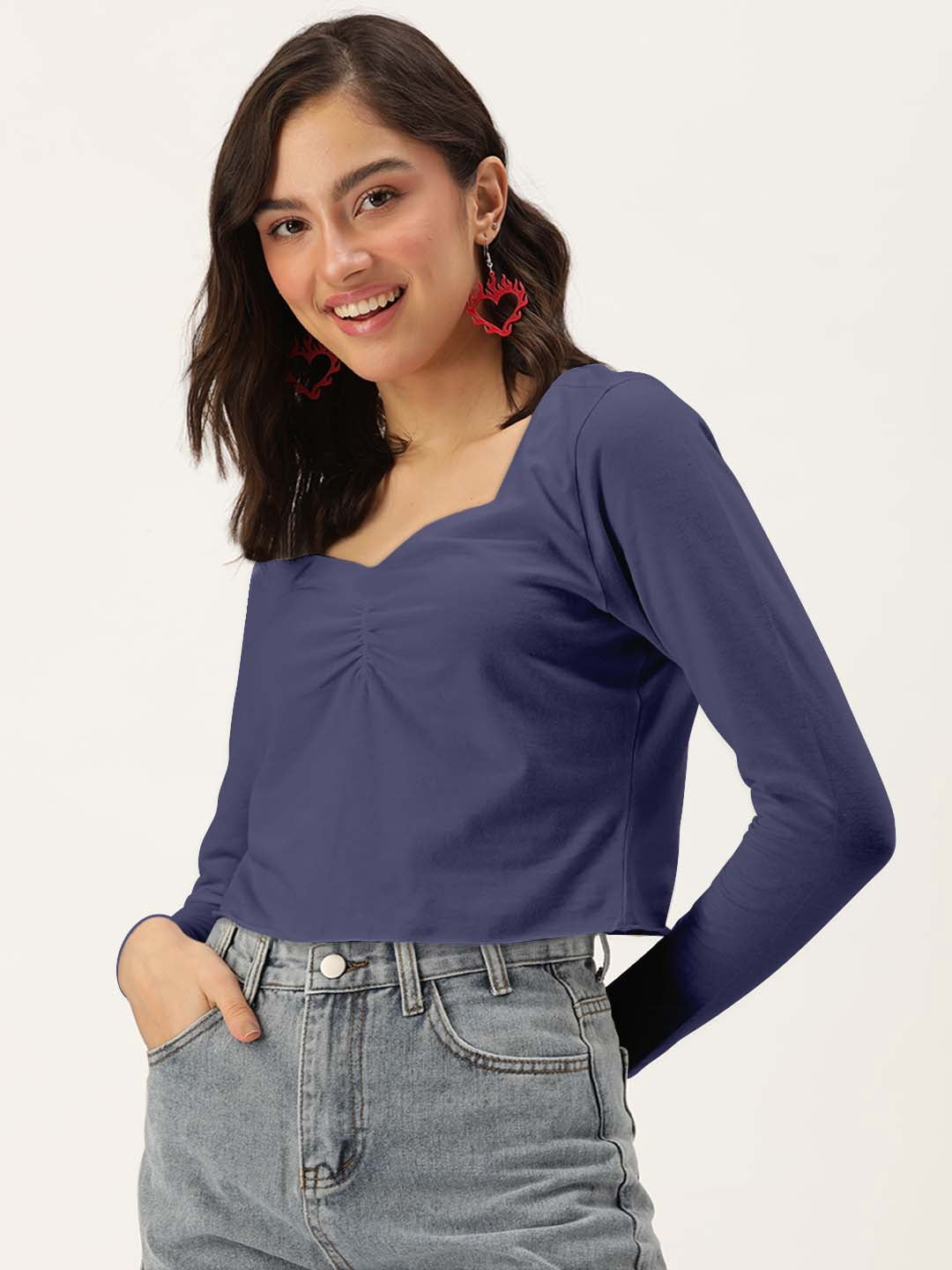 DressBerry Women's Solid Cotton Jersey Top Casual Summer Long Sleeves ...