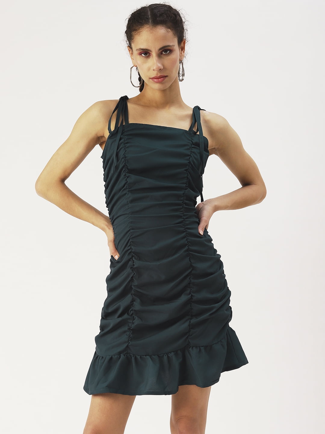 DressBerry Women’s Solid Poly Rayon Dress Square Neck with Adjustable ...