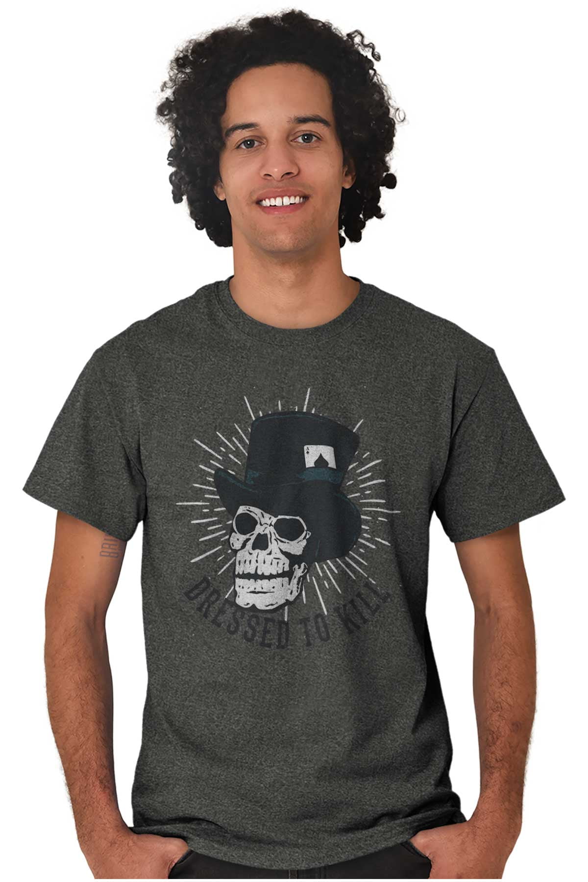 Dressed to Kill Skull Top Hat Tattoo Men's Graphic T Shirt Tees Brisco ...