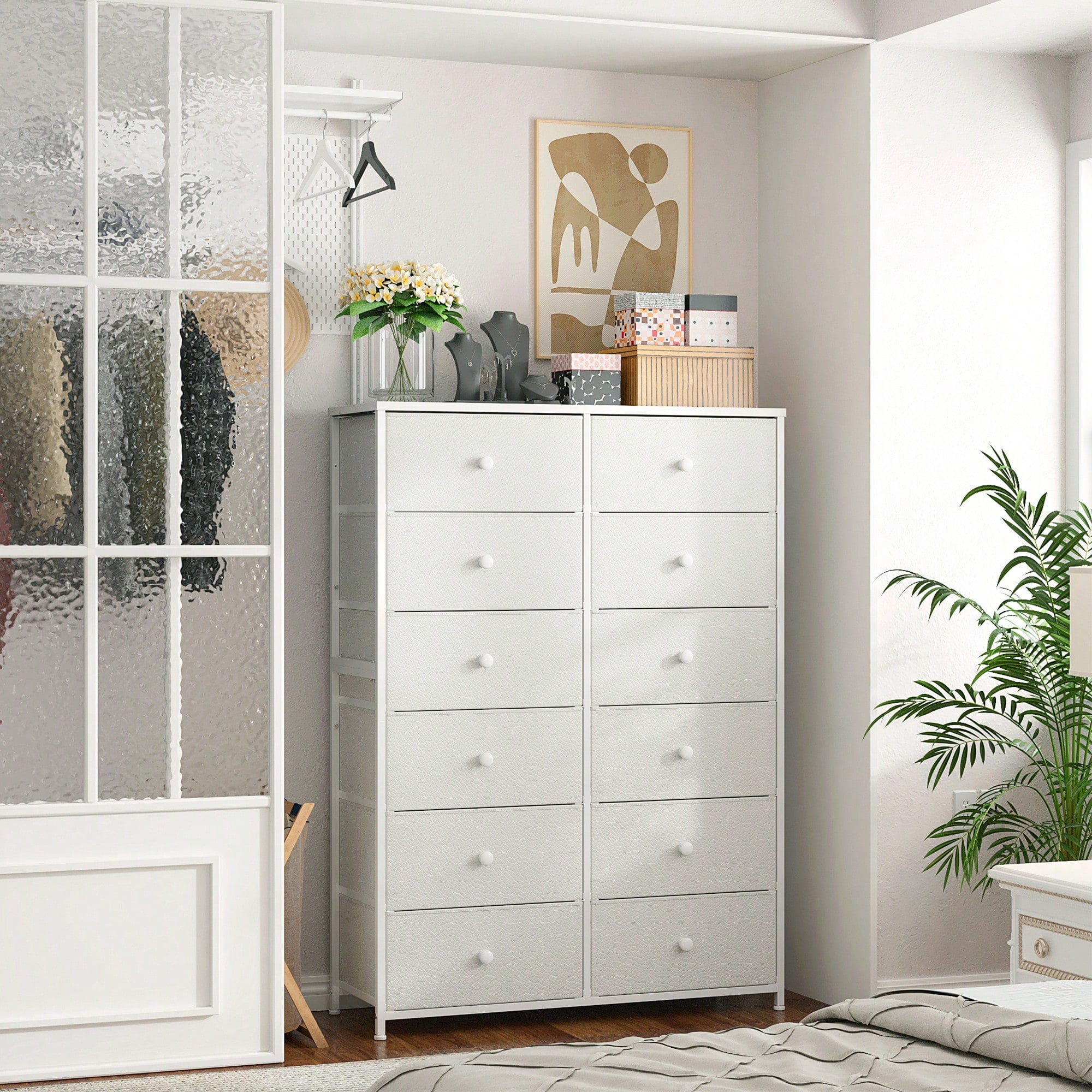 Dresser With 12 Drawers, Tall Dressers For Bedroom With Wood Top Metal ...