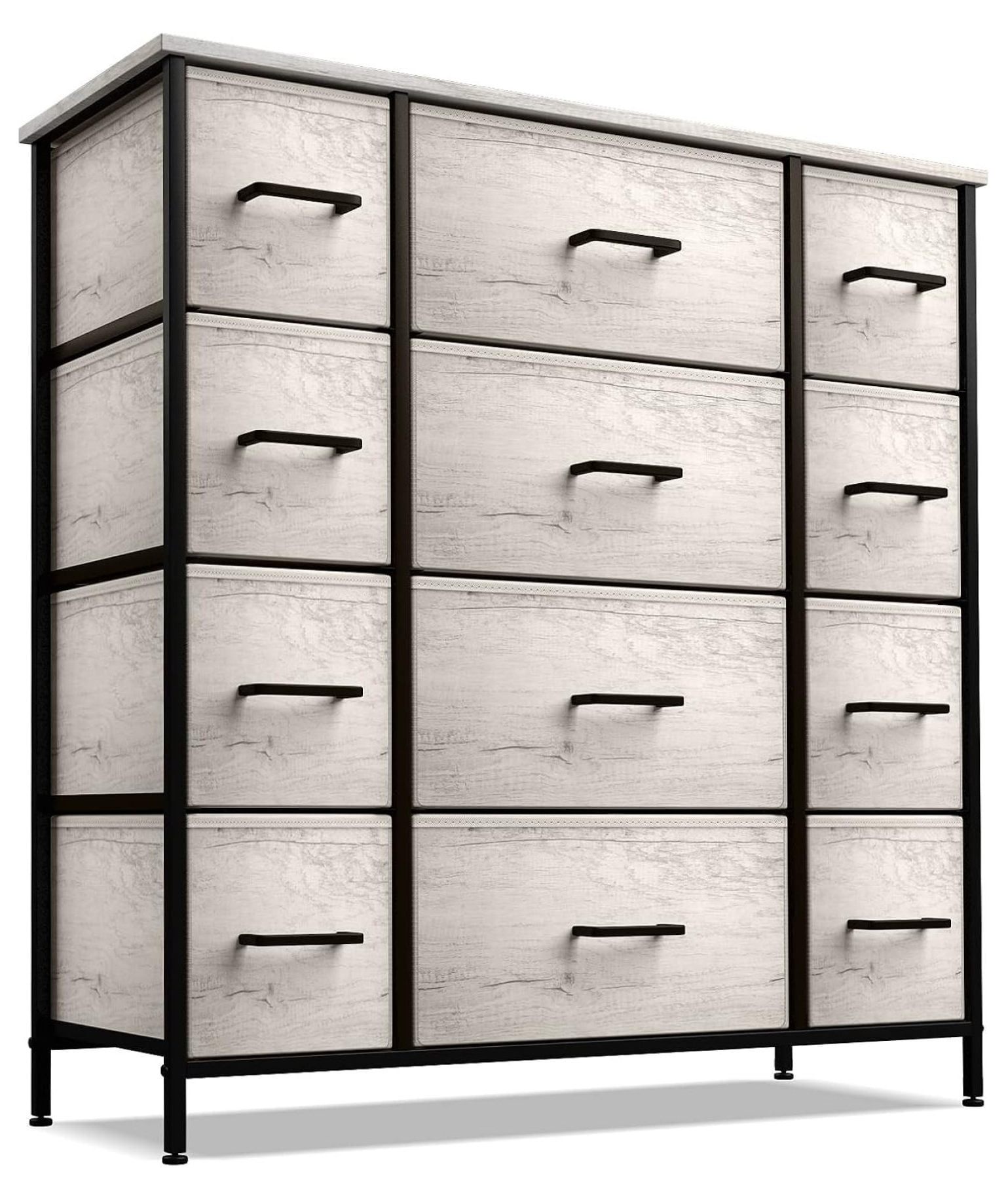 Dresser with 12 Faux Wood Drawers - Large Storage Chest Organizer Unit ...