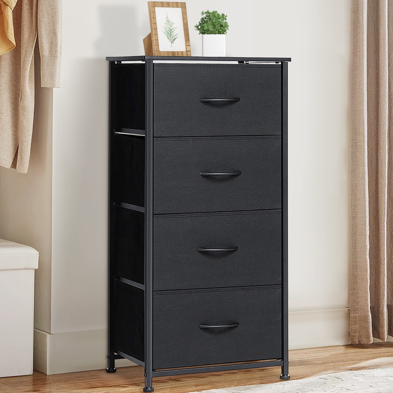 HONEIER Large Vertical Cloth Dresser, 4-Drawer Storage Tower, Bedroom ...