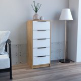 Dresser 42"H, 5 Drawer, Vertical Dresser, White / Light Oak - Walmart.com