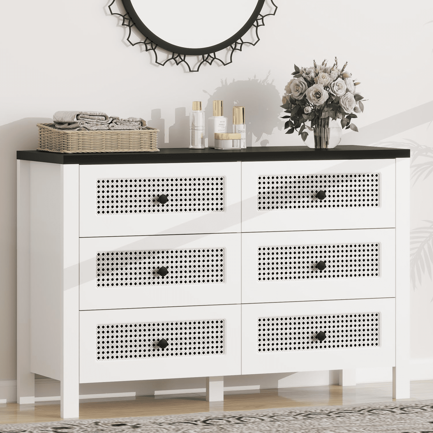 Dresser 6 Drawer for Bedroom Modern Dresser with Gold Handles Dresser ...