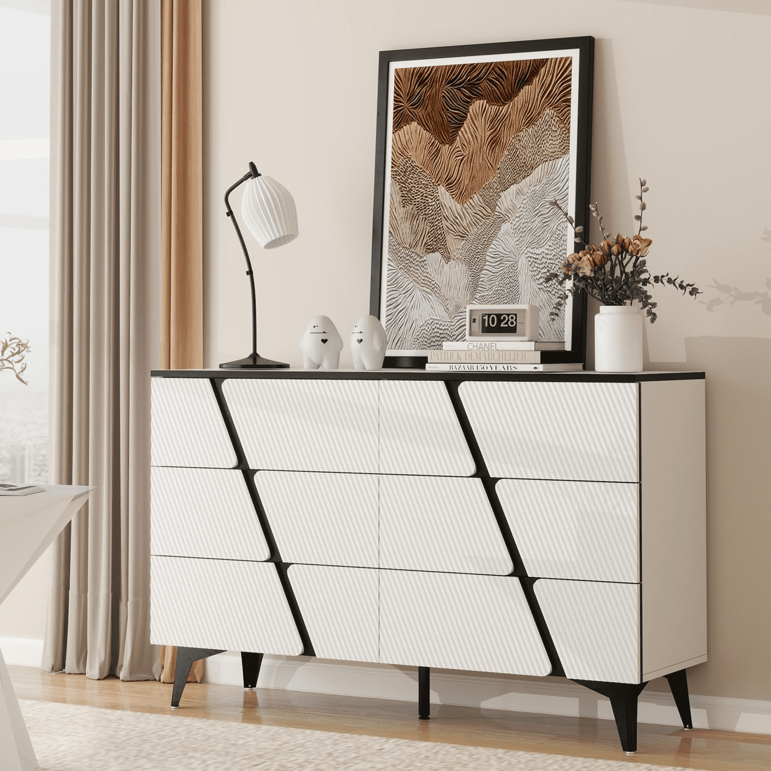Dresser 6 Drawer for Bedroom Modern Dresser with Gold Handles Dresser ...