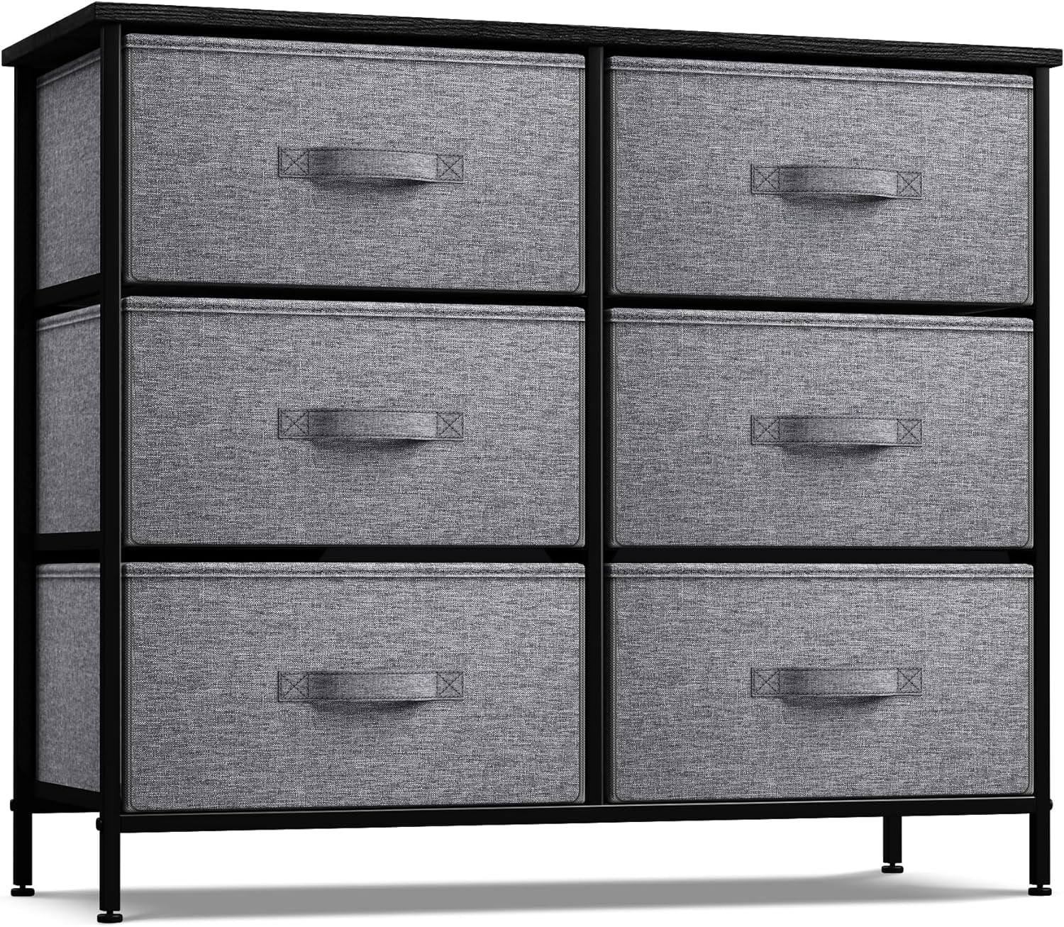 Dresser with 6 Drawers - Chest Organizer Unit with Steel Frame Wood Top ...