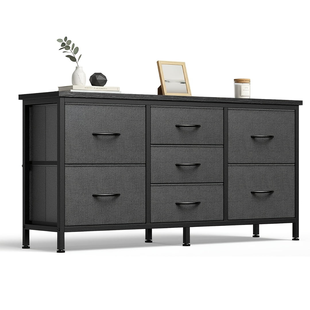Dresser with 7 Fabric Drawers, 47 Inch Dresser TV Stand for 43, 50, 55 ...