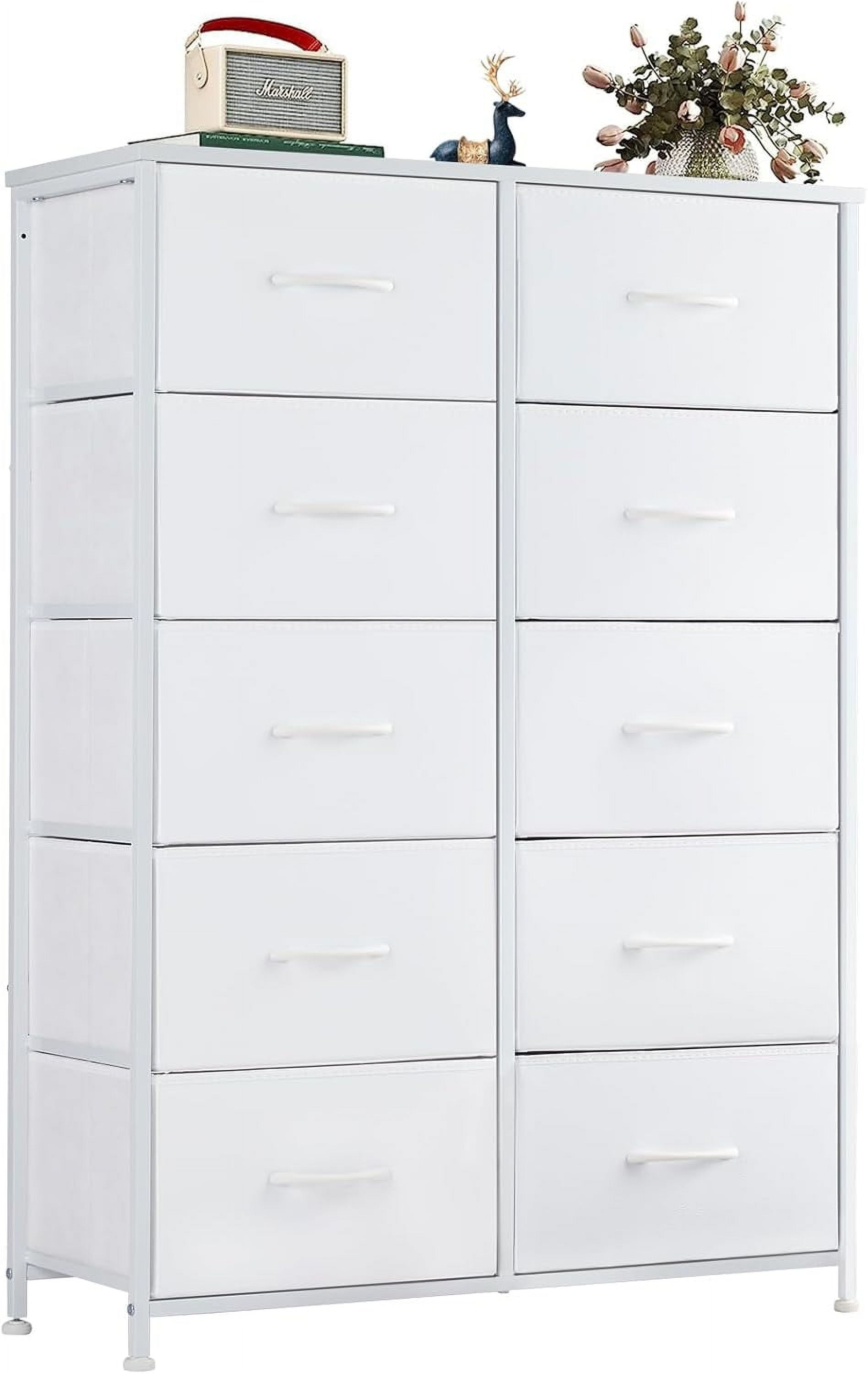 Dresser for Bedroom, 10 Storage Drawers, Anti-Tip Tall Fabric Closet ...