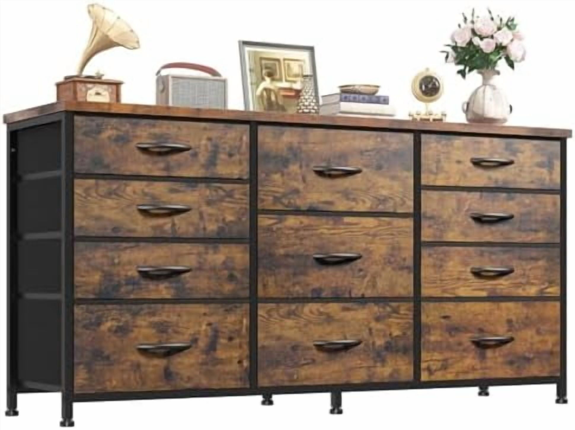 Dresser for Bedroom with 11 Fabric Drawers, Dresser TV Stand for 50, 55 ...