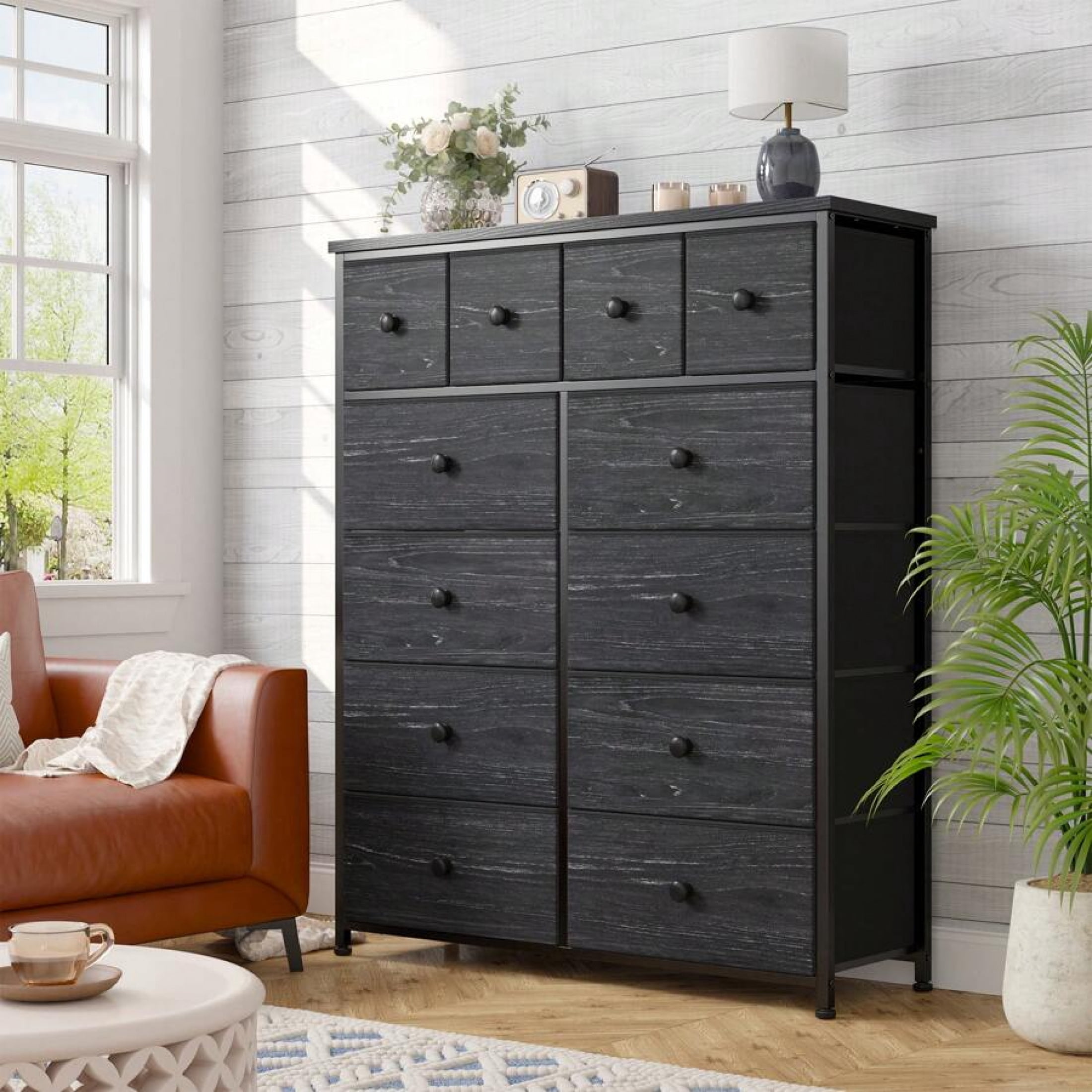Dresser For Bedroom With 12 Drawers, Tall Dresser With Wooden Top And ...