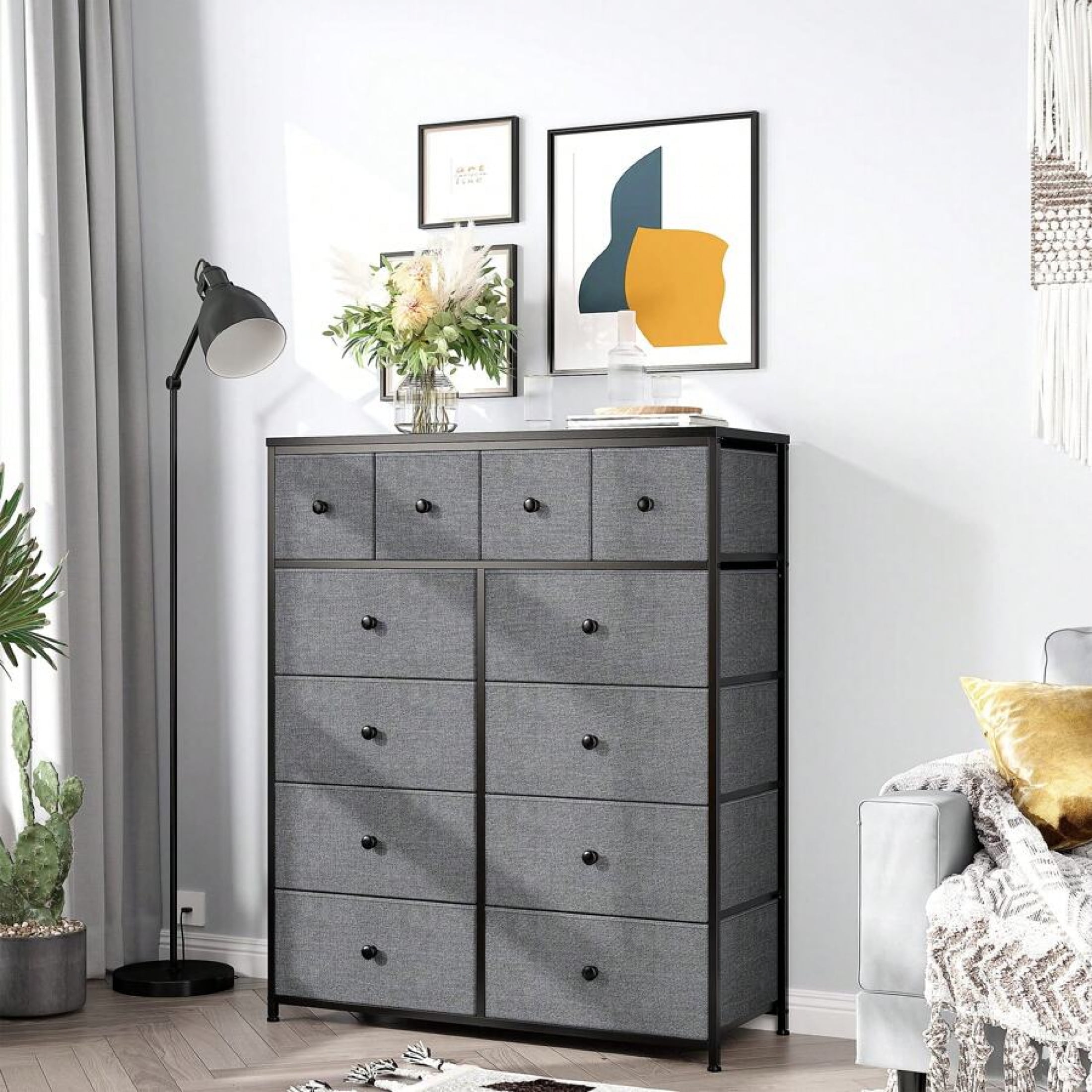 Dresser For Bedroom With 12 Drawers, Tall Dresser With Wooden Top And ...