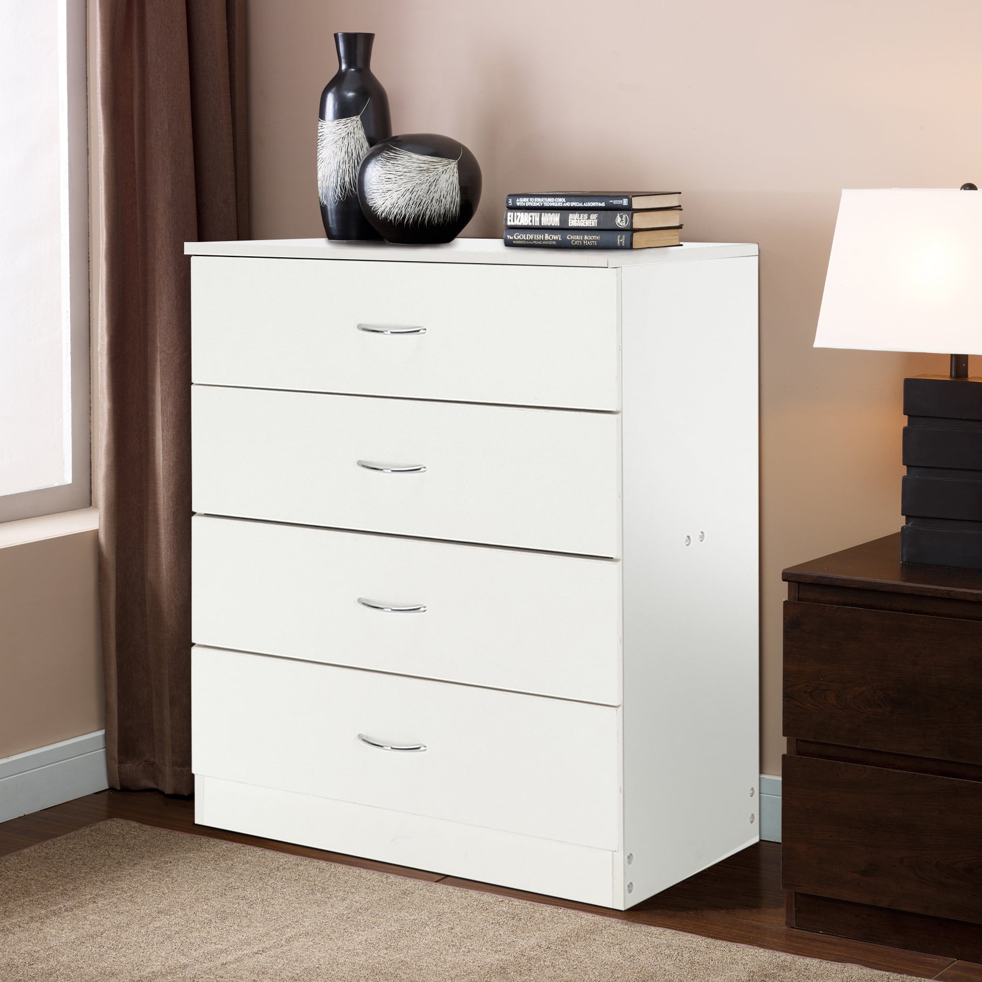 4-Drawer Bedroom Dresser - Small Aesthetic Wooden Storage Cabinet for ...