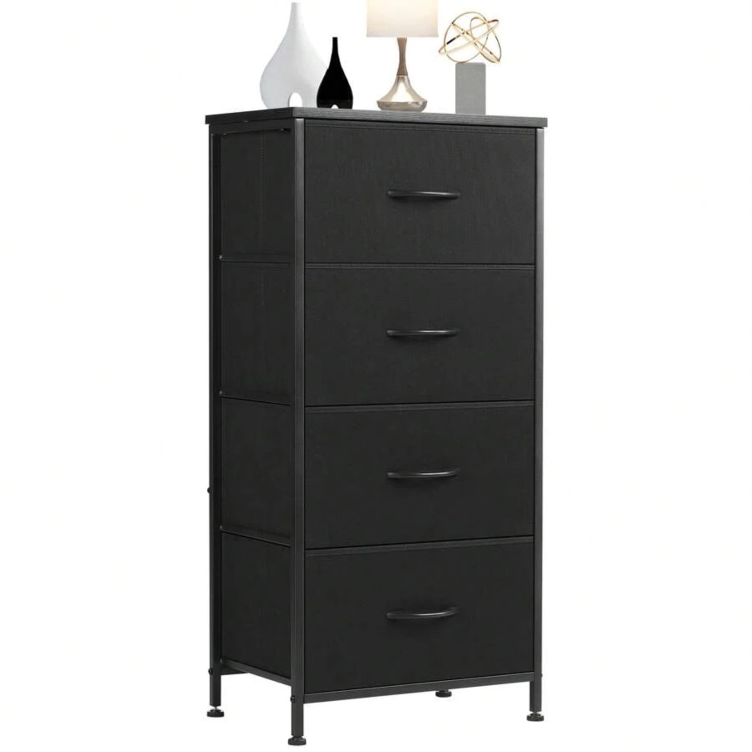 Dresser for Bedroom with 4 Drawers, Anti-Tip Tall Fabric Chests Storage ...