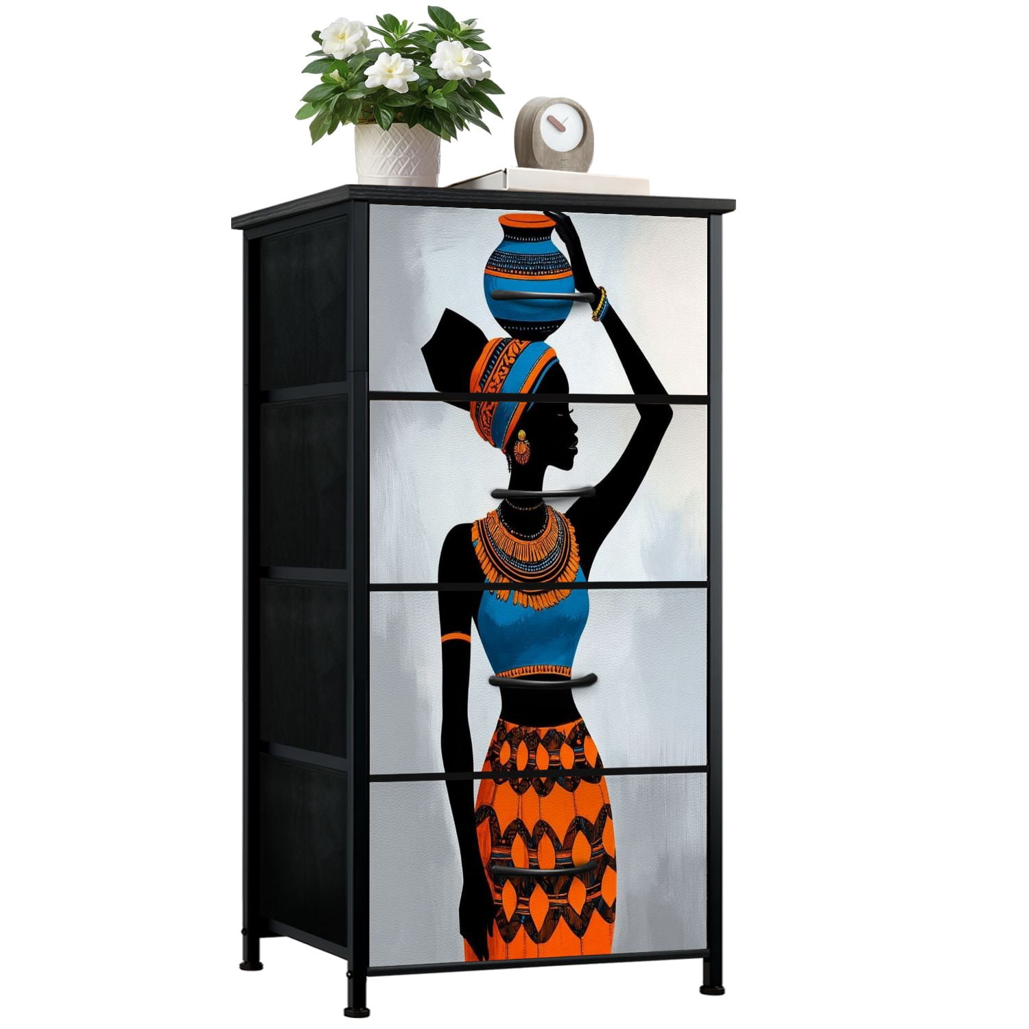 Dresser for Bedroom with 4 Storage Drawers Abstract Black Woman ...