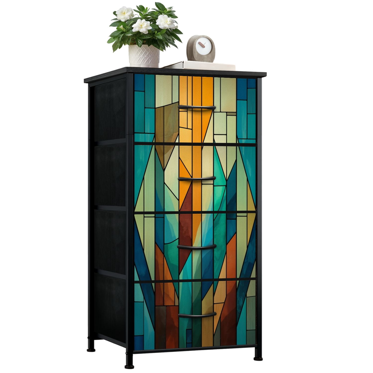Dresser for Bedroom with 4 Storage Drawers Abstract Stained Glass ...