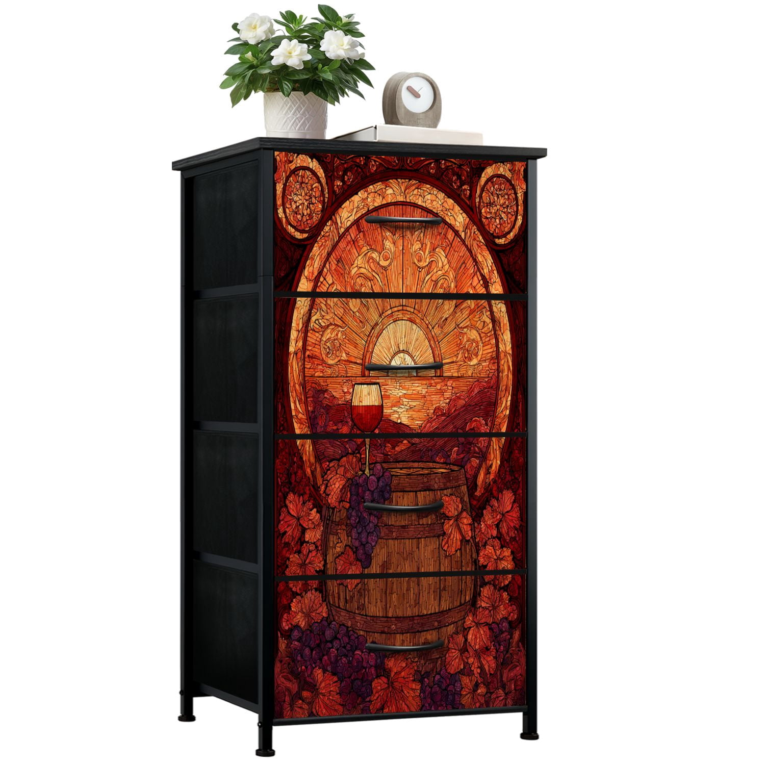 Dresser for Bedroom with 4 Storage Drawers Art Nouveau Stained Glass ...