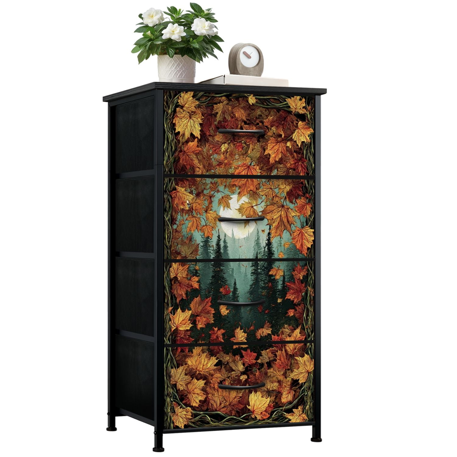 Dresser for Bedroom with 4 Storage Drawers Autumn Leaves Forest Pine ...