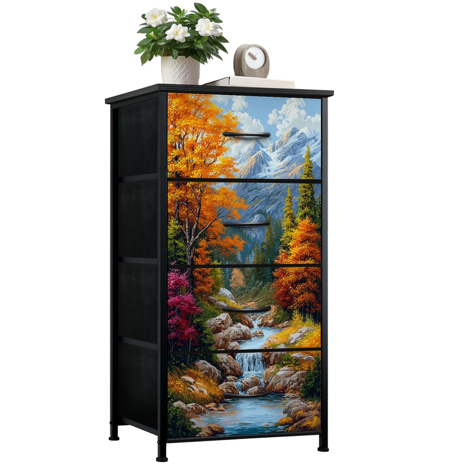 Dresser for Bedroom with 4 Storage Drawers Autumn Mountain Stream ...