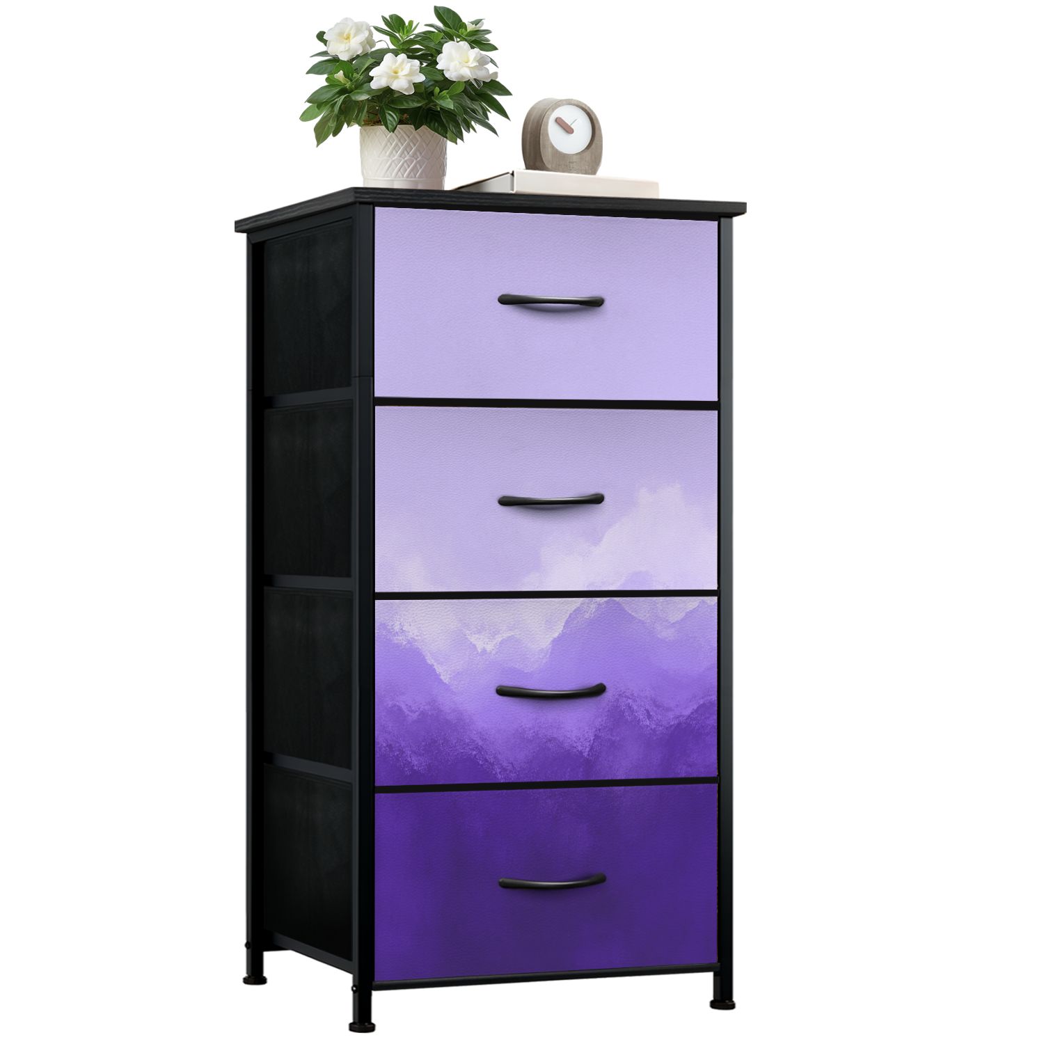 Dresser for Bedroom with 4 Storage Drawers Bright purple gradient ...