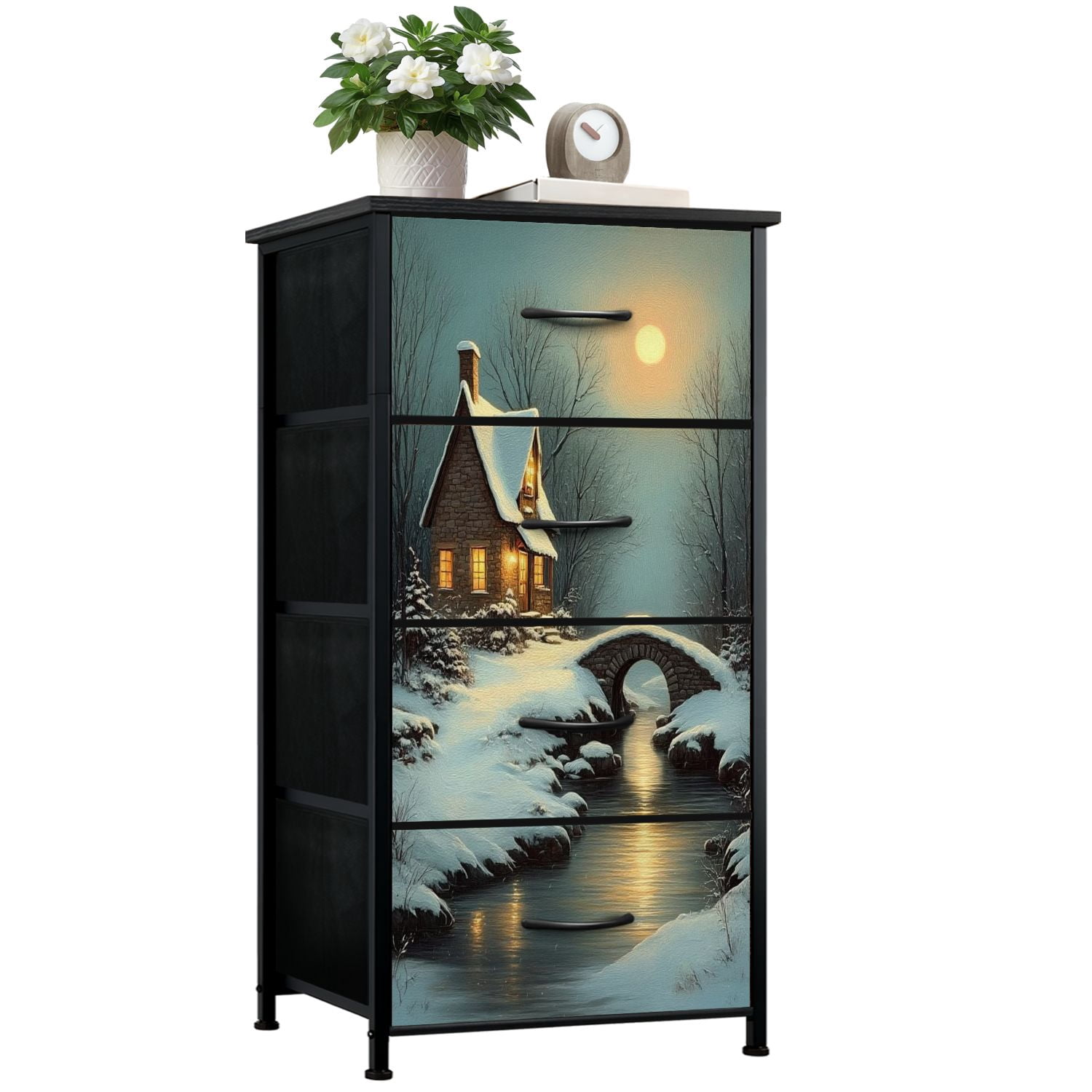 Dresser for Bedroom with 4 Storage Drawers Christmas Moonlight Vintage ...