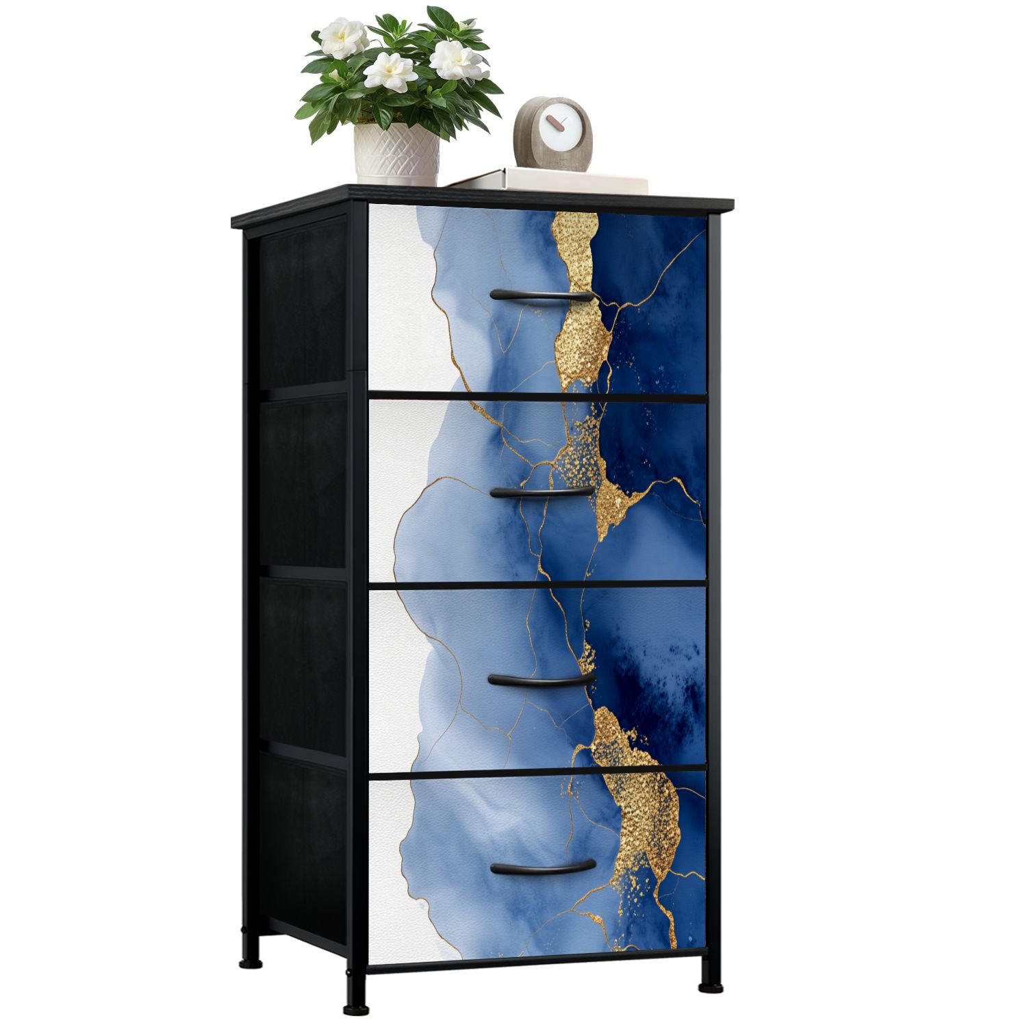 Dresser for Bedroom with 4 Storage Drawers Classic blue watercolor ...
