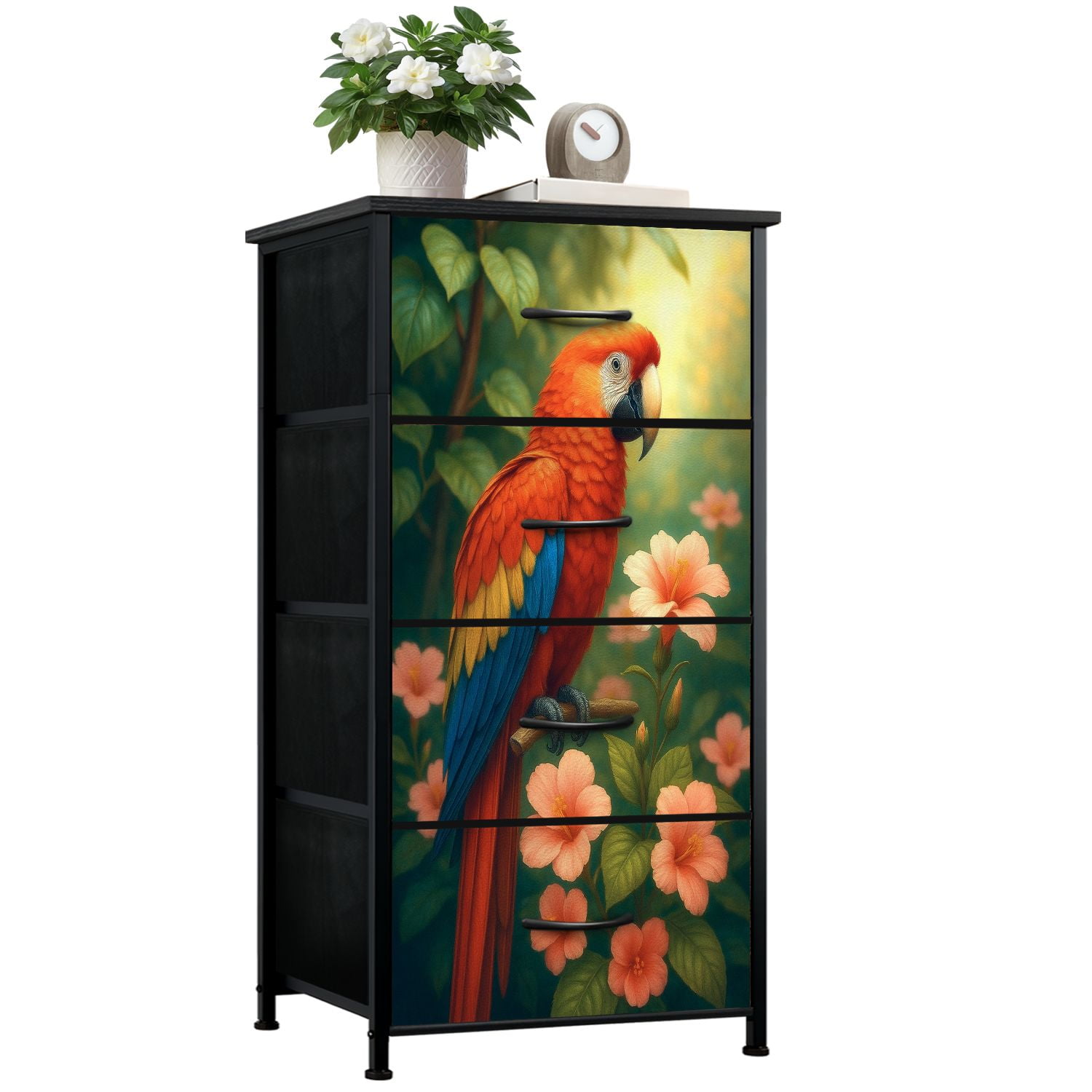 Dresser for Bedroom with 4 Storage Drawers Colorful Scarlet Macaw ...