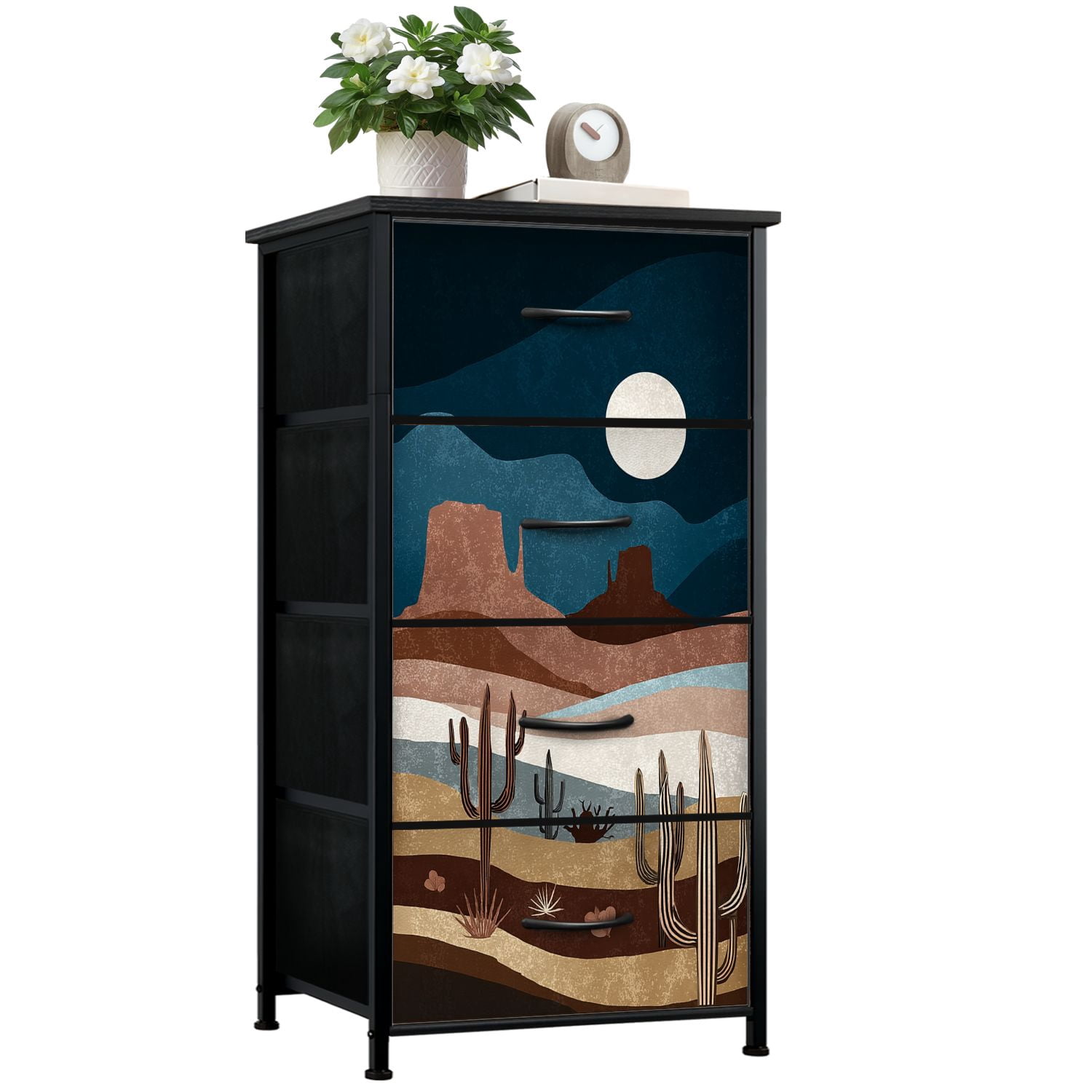 Dresser for Bedroom with 4 Storage Drawers Desert Landscape Cactus ...