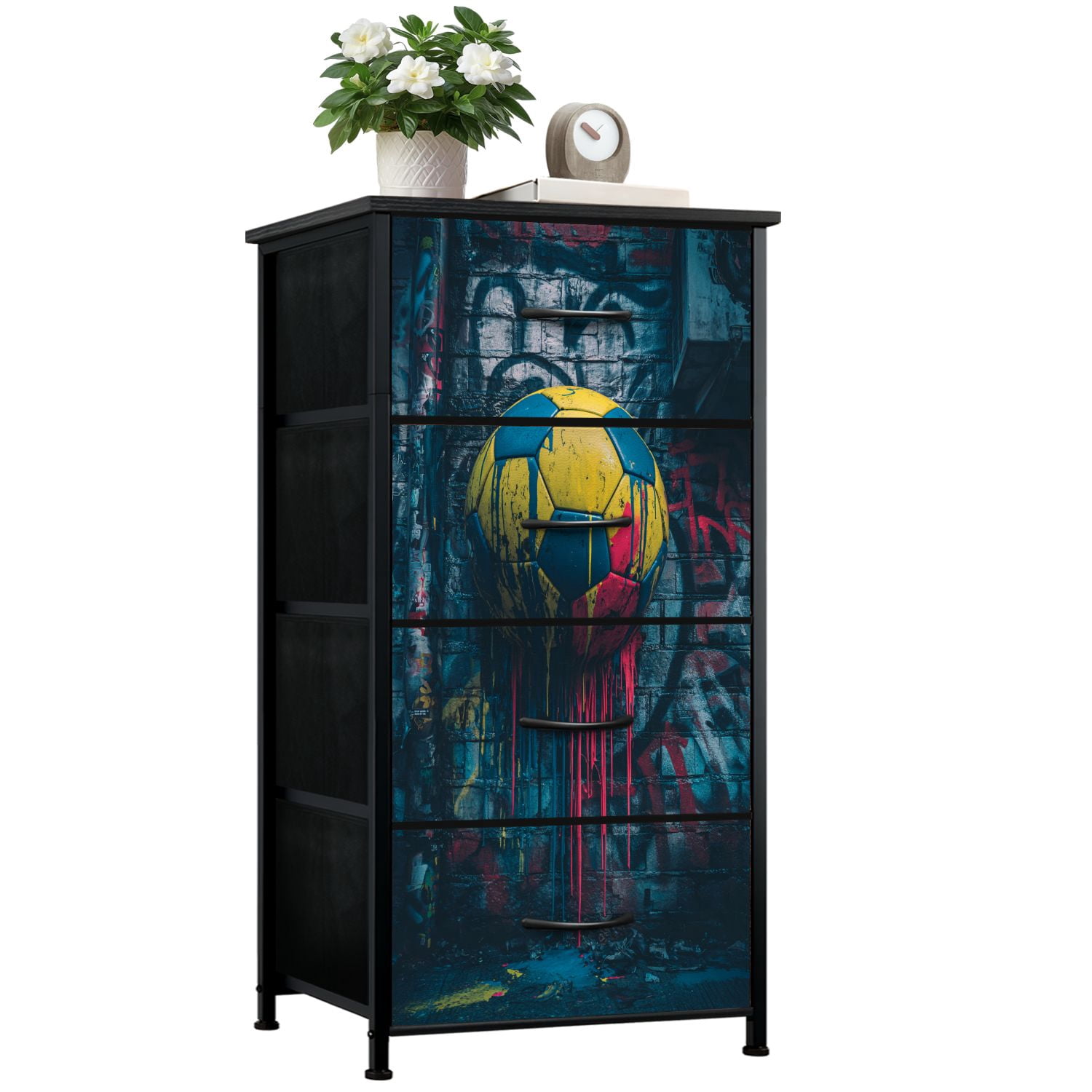 Dresser for Bedroom with 4 Storage Drawers Energetic Graffiti Soccer ...