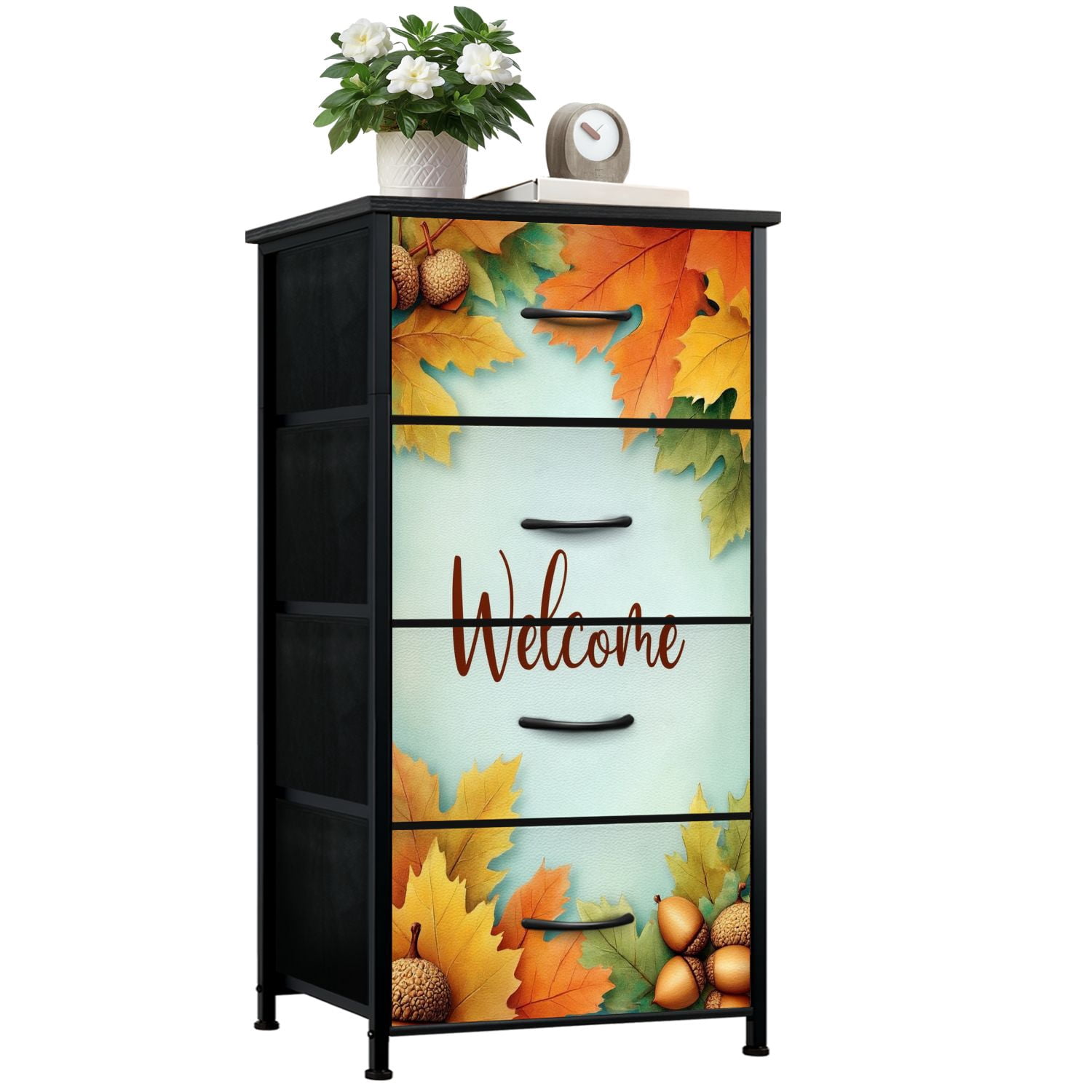 Dresser for Bedroom with 4 Storage Drawers Fall Garden Acorn Maple Leaf ...