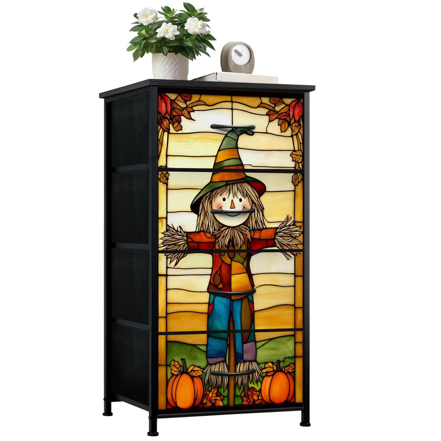 Dresser for Bedroom with 4 Storage Drawers Fall Scarecrow Autumn Maple ...